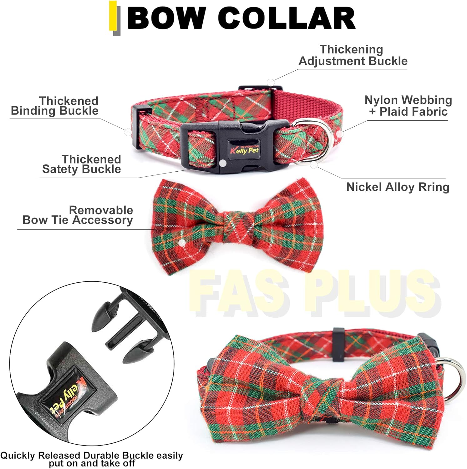 Fas Plus No Pull Dog Harness and Leash Set with Bow Tie Collar ...