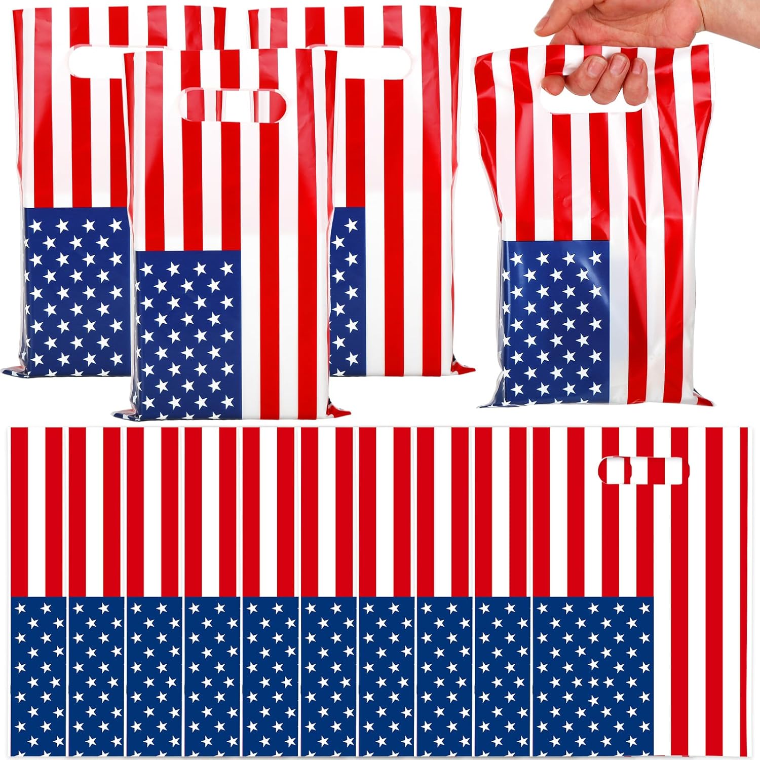 Amazon.com: Whaline 50Pcs 4th of July Party Favor Bags Patriotic ...