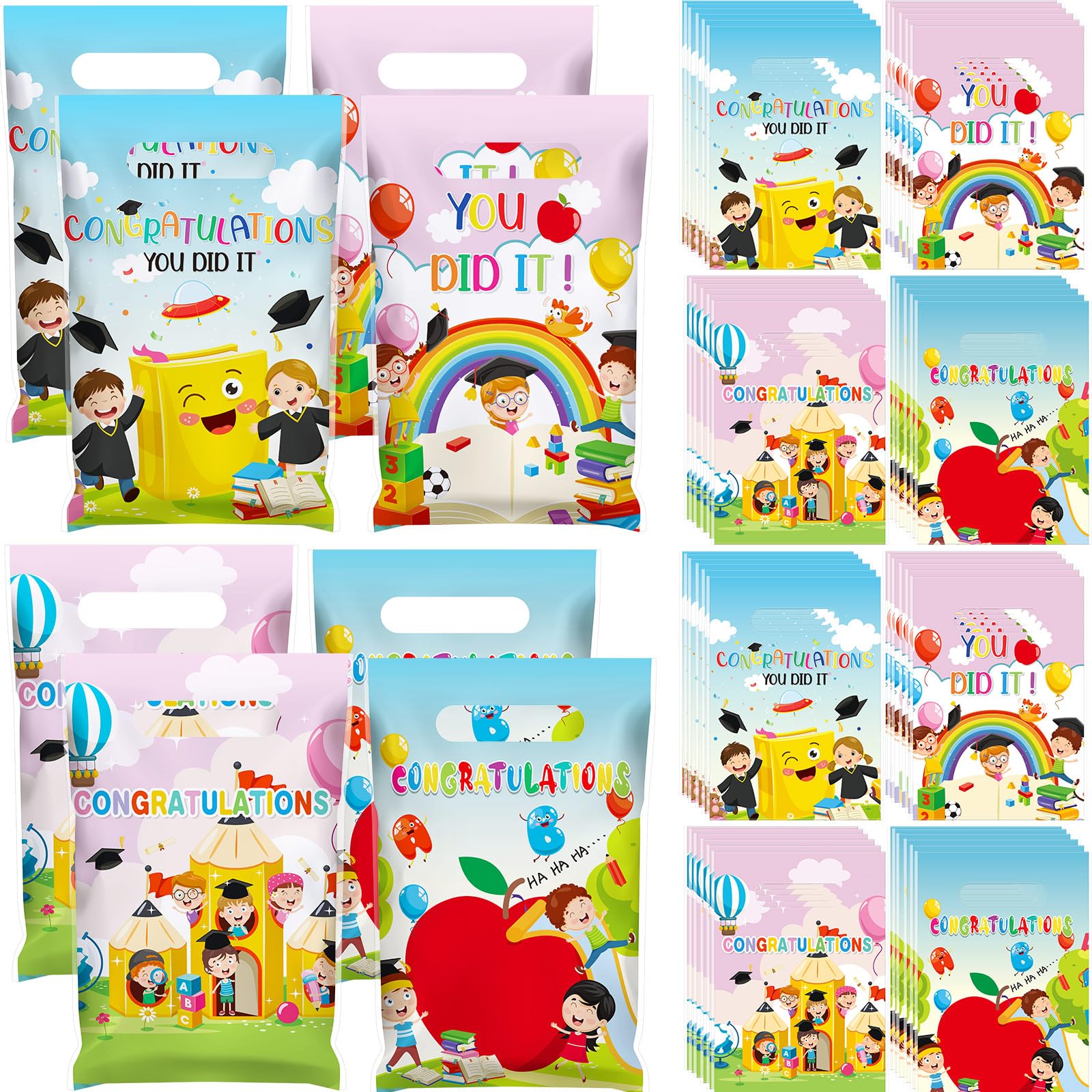 Amazon.com: Chivertion 100 Pcs Preschool Graduation Plastic Gift Bags ...