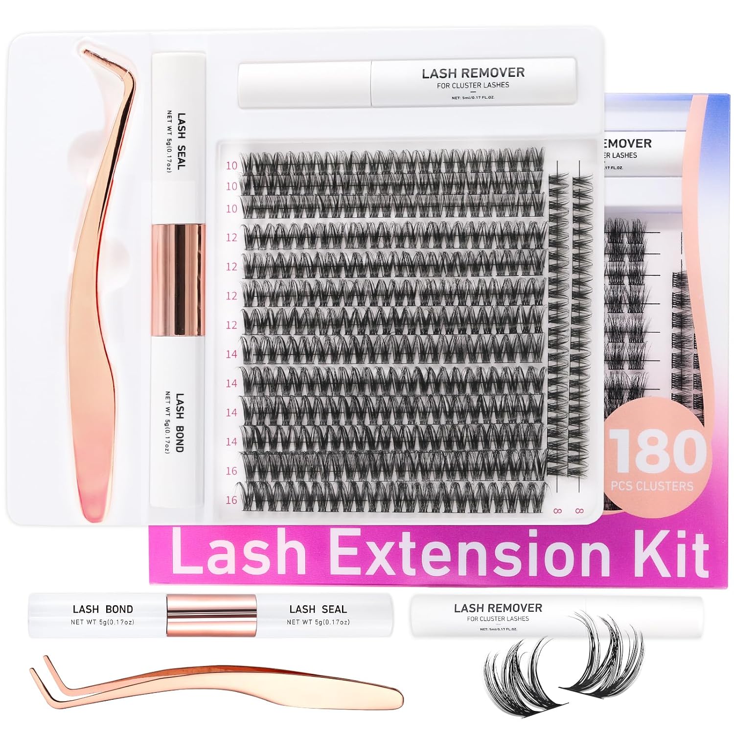 Amazon.com: Miuffue Lash Extensions Kit with 180 PCS Individual Lash ...
