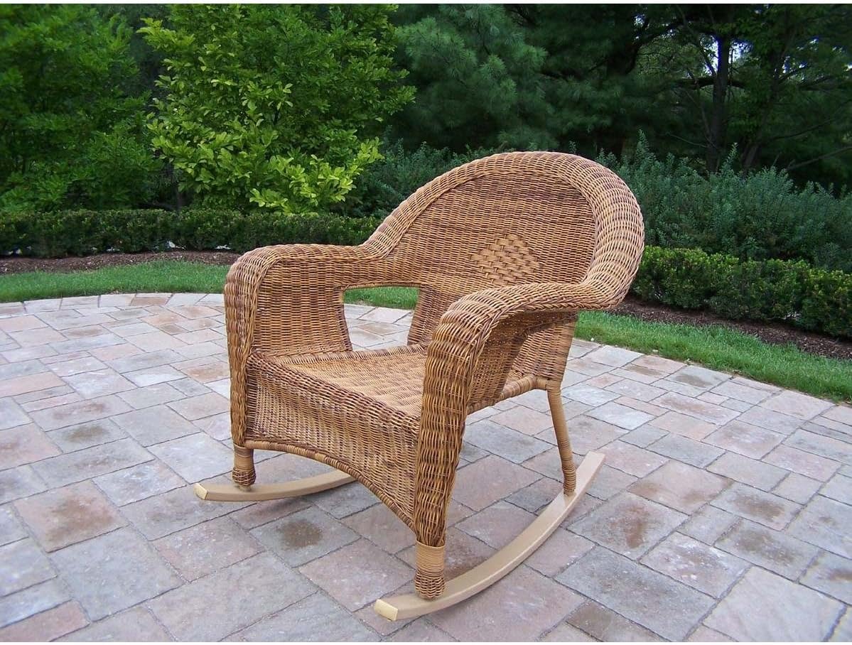 Amazon.com : Oakland Living Resin Wicker Rocker, Natural, Pack of 2 ...