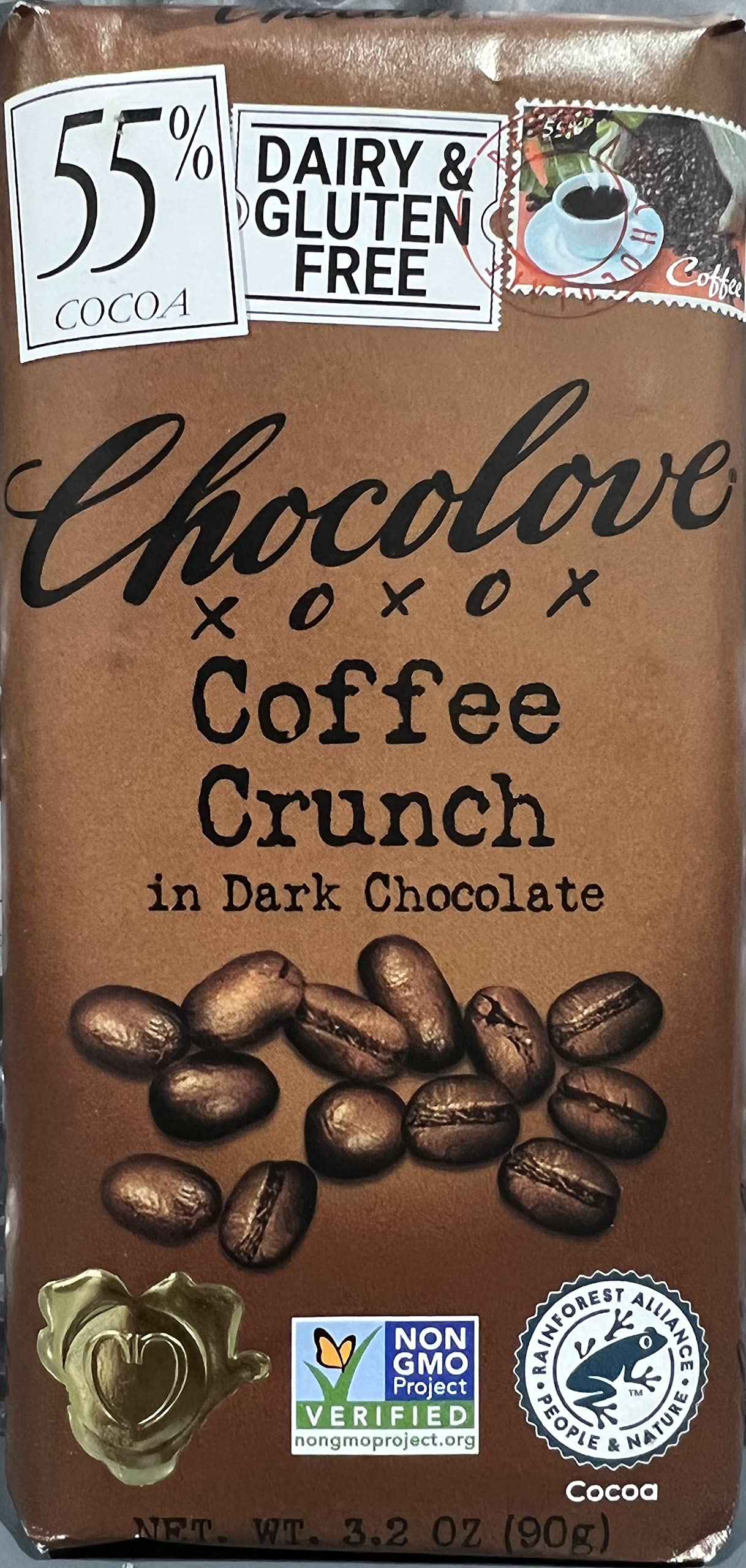 Amazon.com: Chocolove Coffee Crunch in Dark Chocolate, 55% Cacao | Pack ...