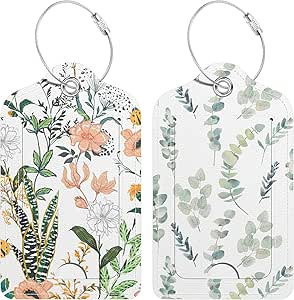 Hsxnam 2 Pack PU Leather Luggage Tags for Suitcase, Travel Cruise Luggage Tag with Privacy Flap ...