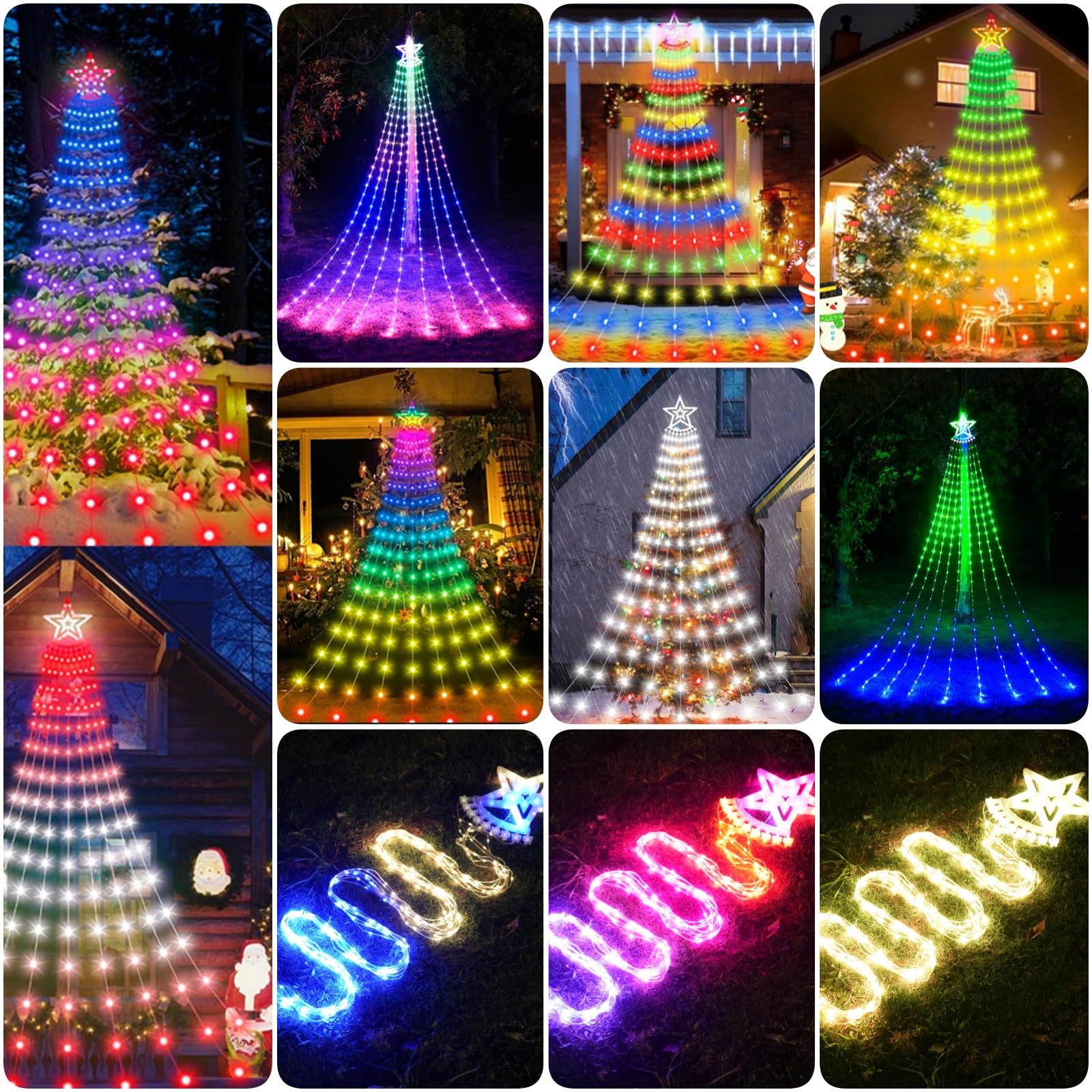 Red Led Waterfall Lights Led Christmas Lights Outdoor 352 Led 11.5ft
