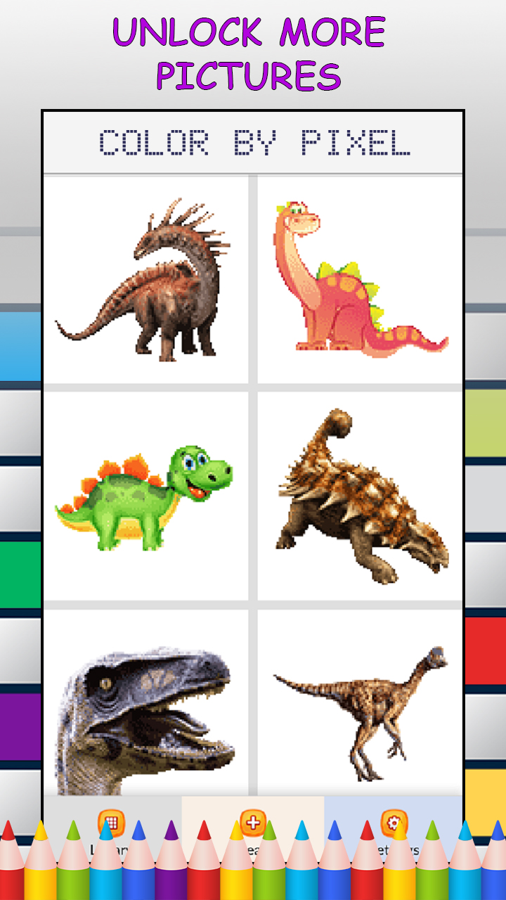 Dinosaurs Color by Number - Free Pixel Art Game - Coloring Book Pages ...