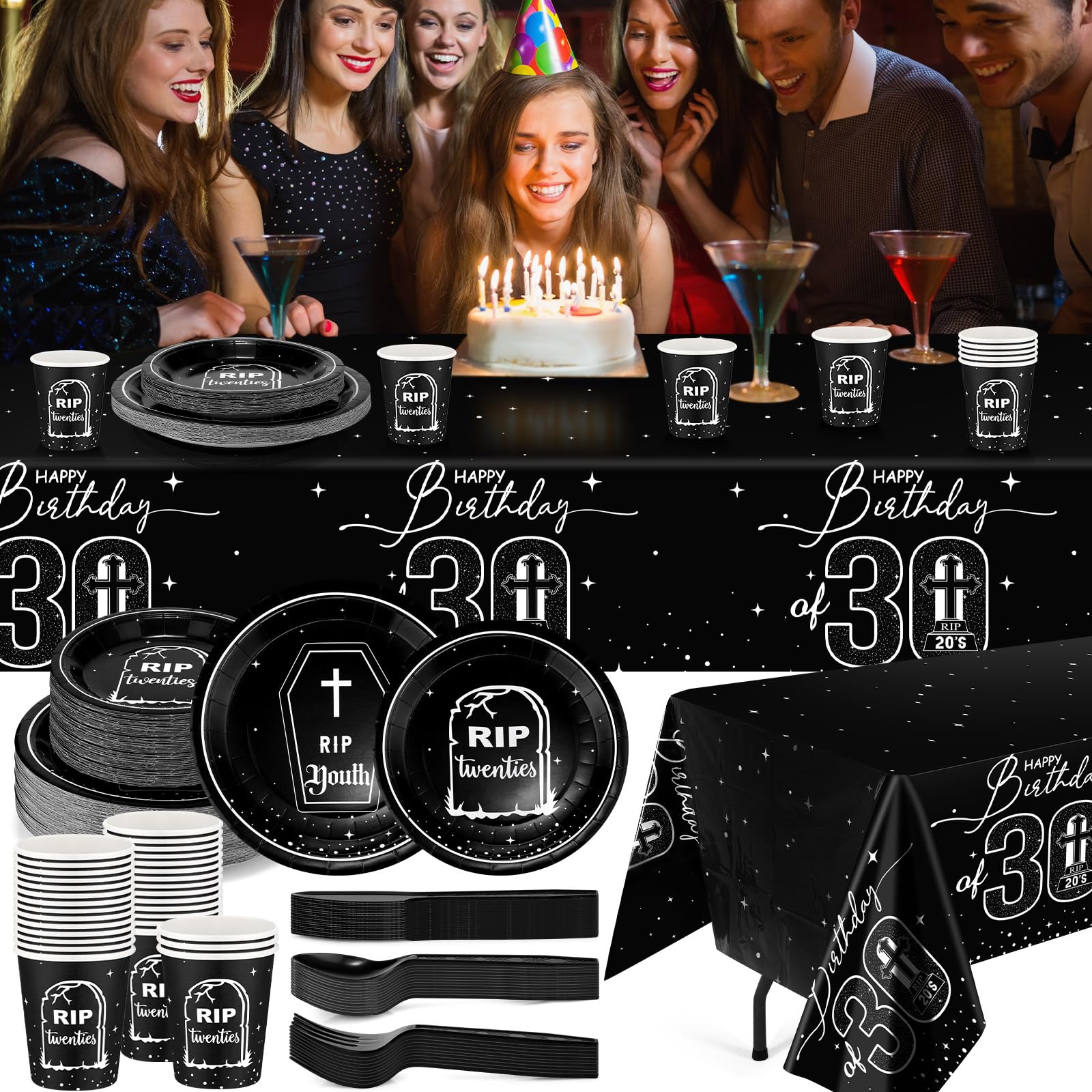 Amazon.com: Yaomiao 146 Pcs Rip to My 20s Birthday Decorations ...