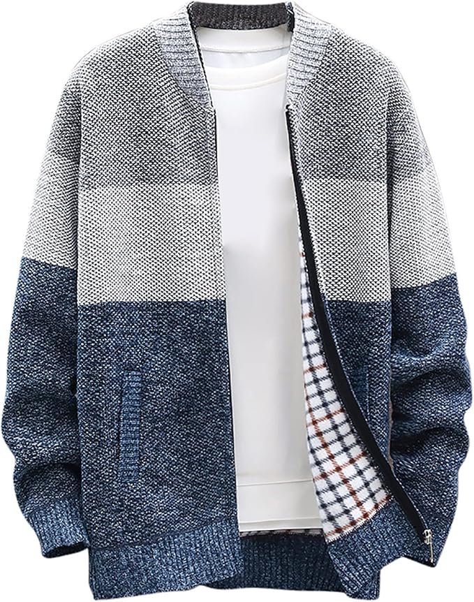 Mens Sweater Jackets Casual Stand Collar Knitted Sweater Cardigan ...