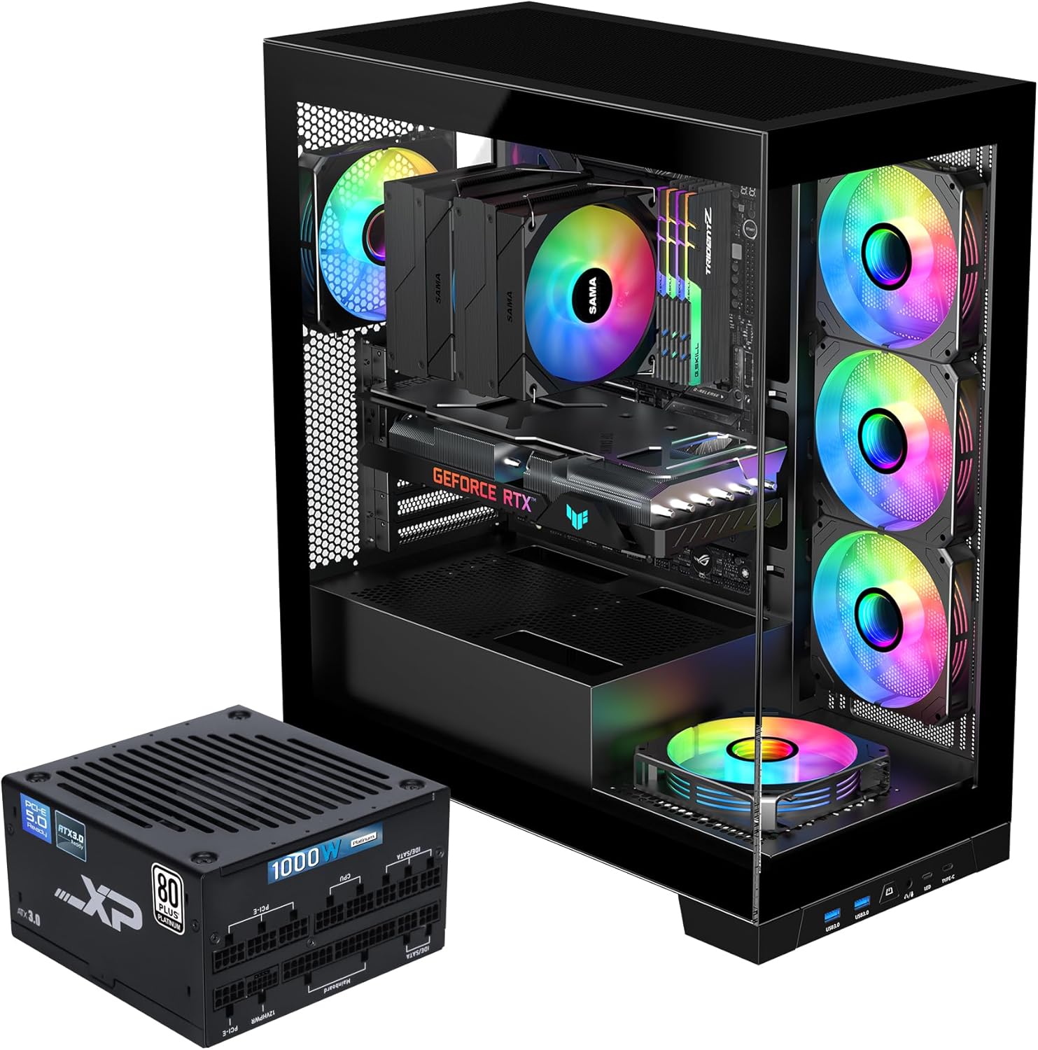 Amazon.com: SAMA NEVIEW 4503 Black Airflow Full Tower Gaming Case with ...