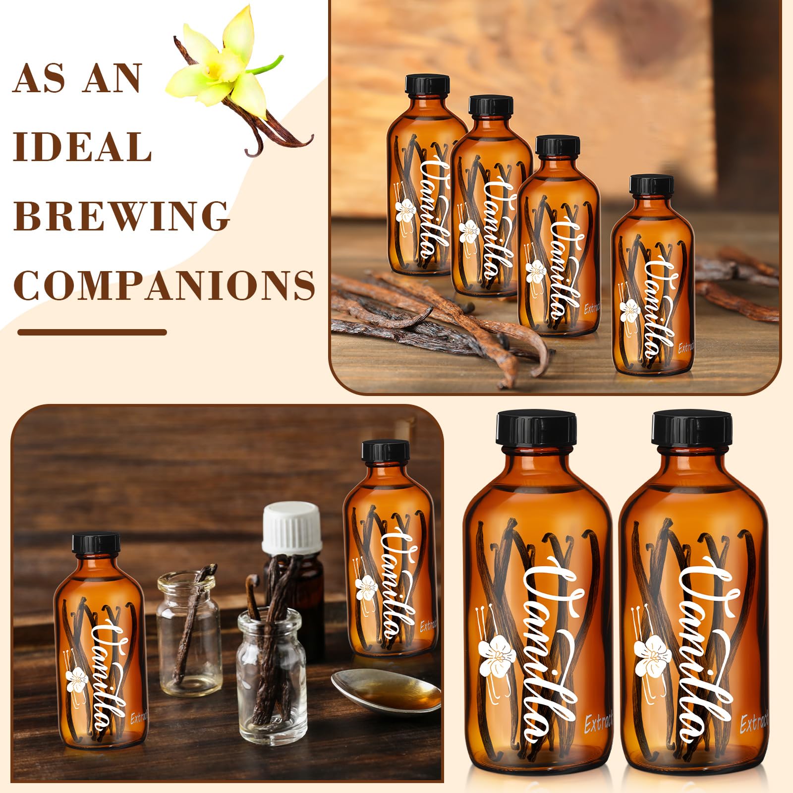 Snapklik.com : Suclain 6 Pack Vanilla Extract Bottles Amber Glass ...