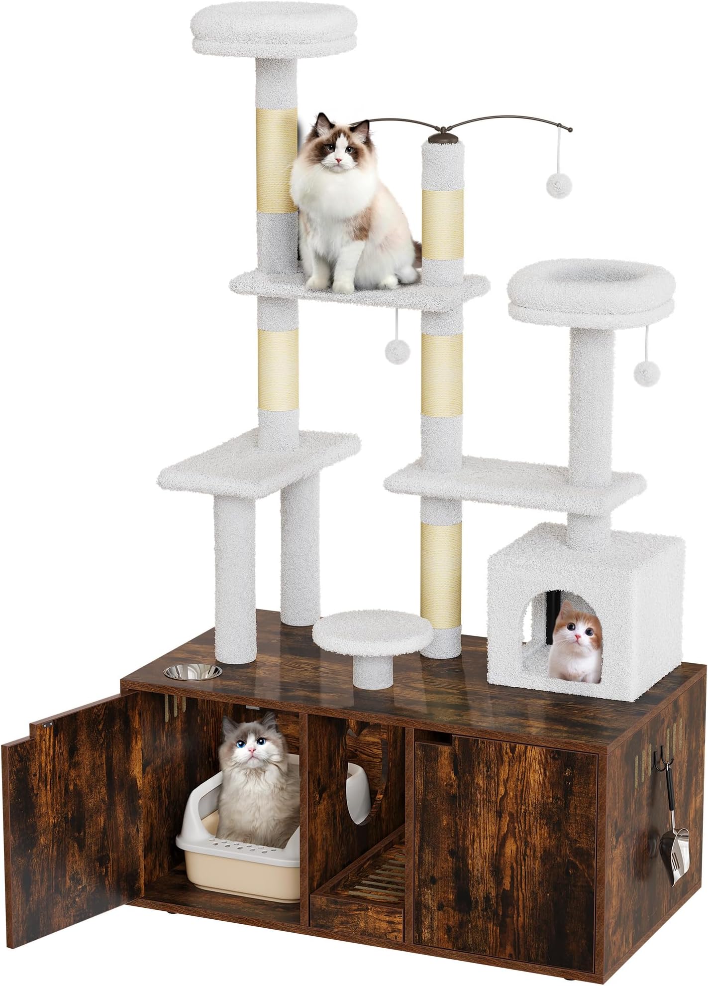 Amazon.com: YITAHOME 71 Inch Cat Tree with Double Cat Litter Box ...