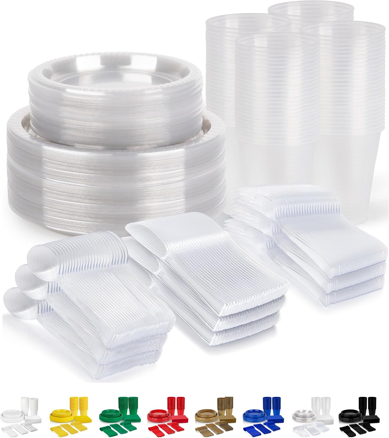 Amazon.com: Grandipity 720 Piece White Disposable Dinnerware Set ...