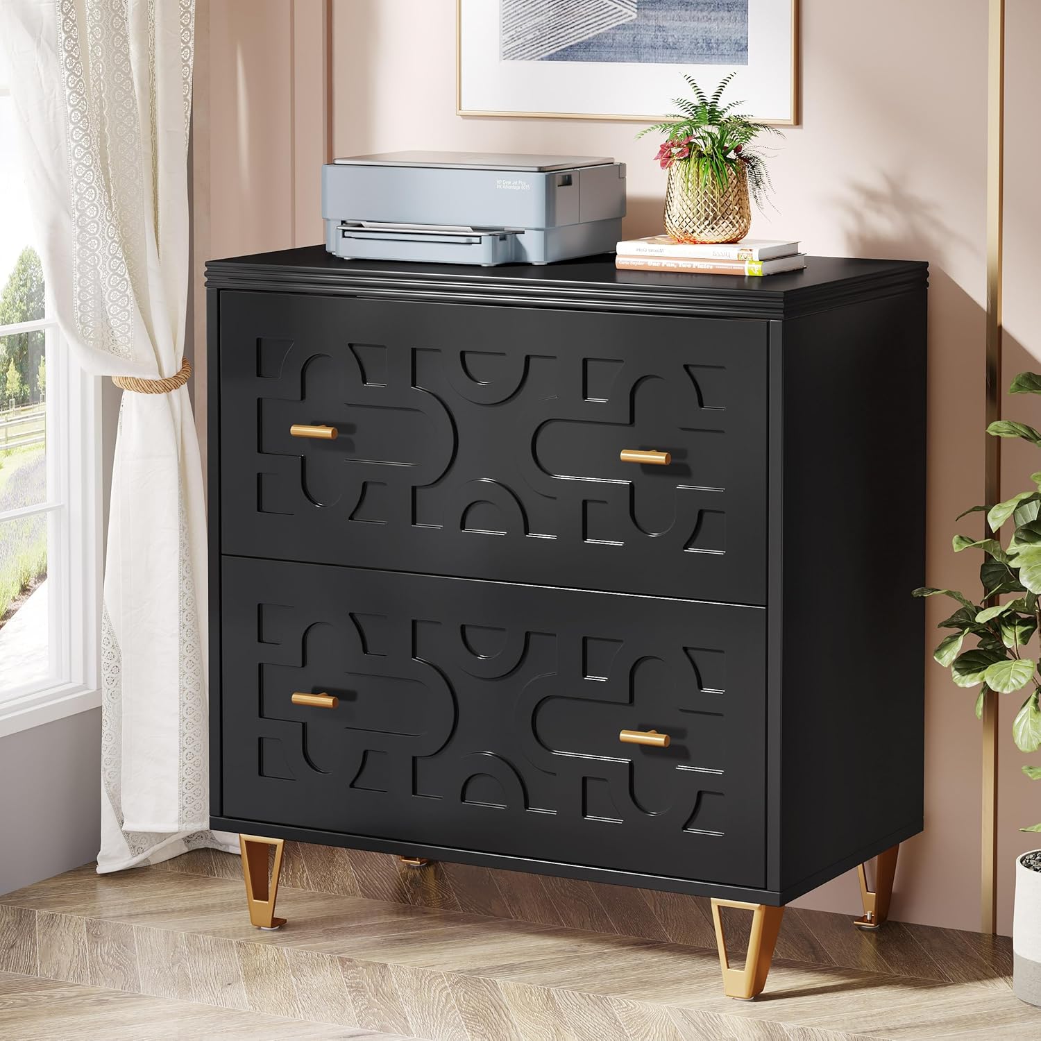 Amazon.com: Tribesigns 2-Drawer Lateral File Cabinet, Modern Black ...