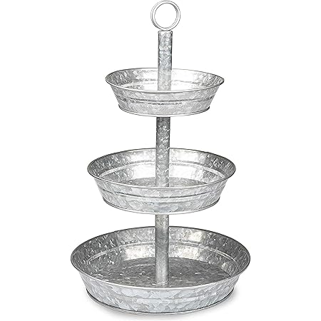 Amazon.com: 3 Tier Serving Tray Vintage Galvanized Metal Stand Kitchen ...