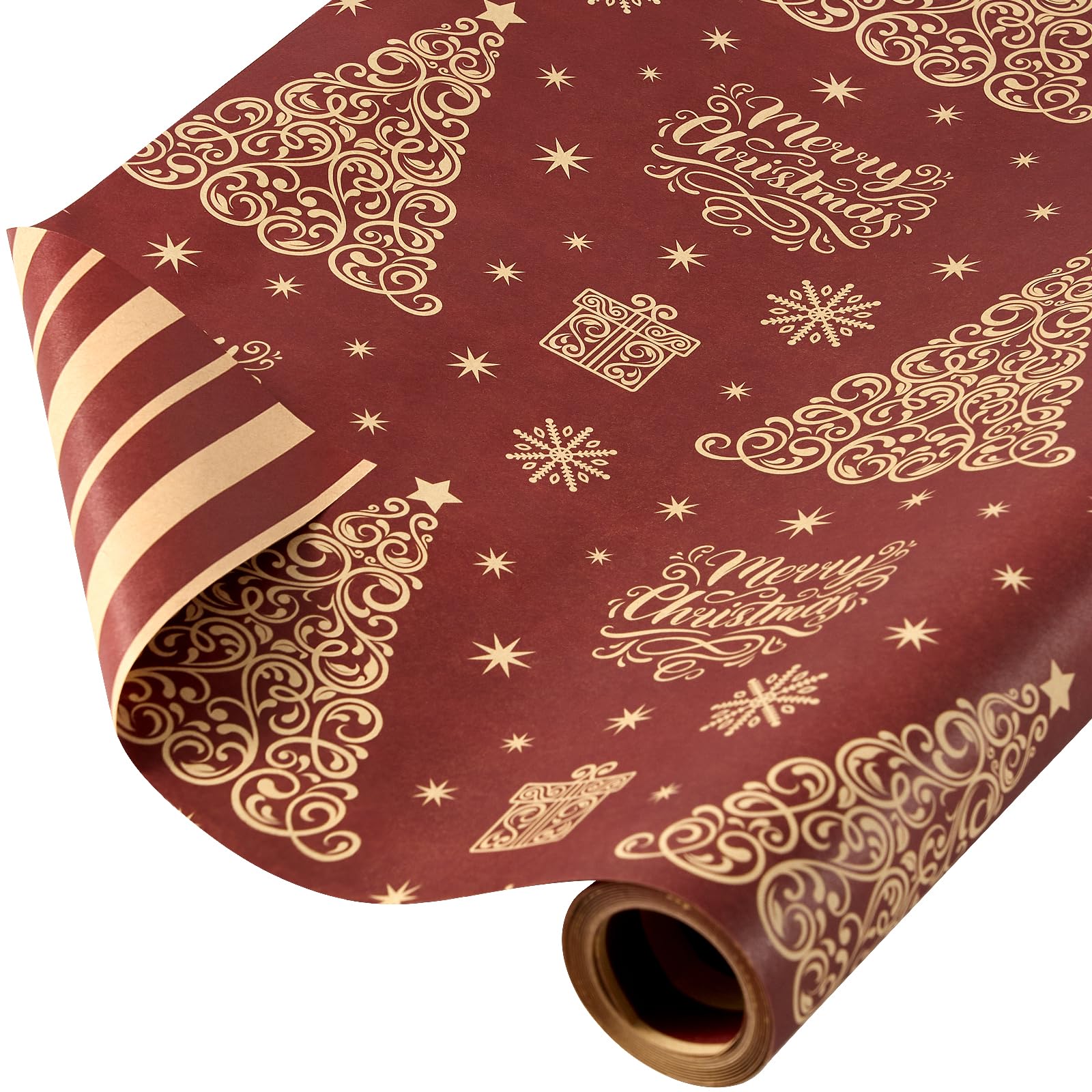 Amazon.com: EWES Red Christmas Wrapping Paper Vintage Kraft Brown Rolls ...