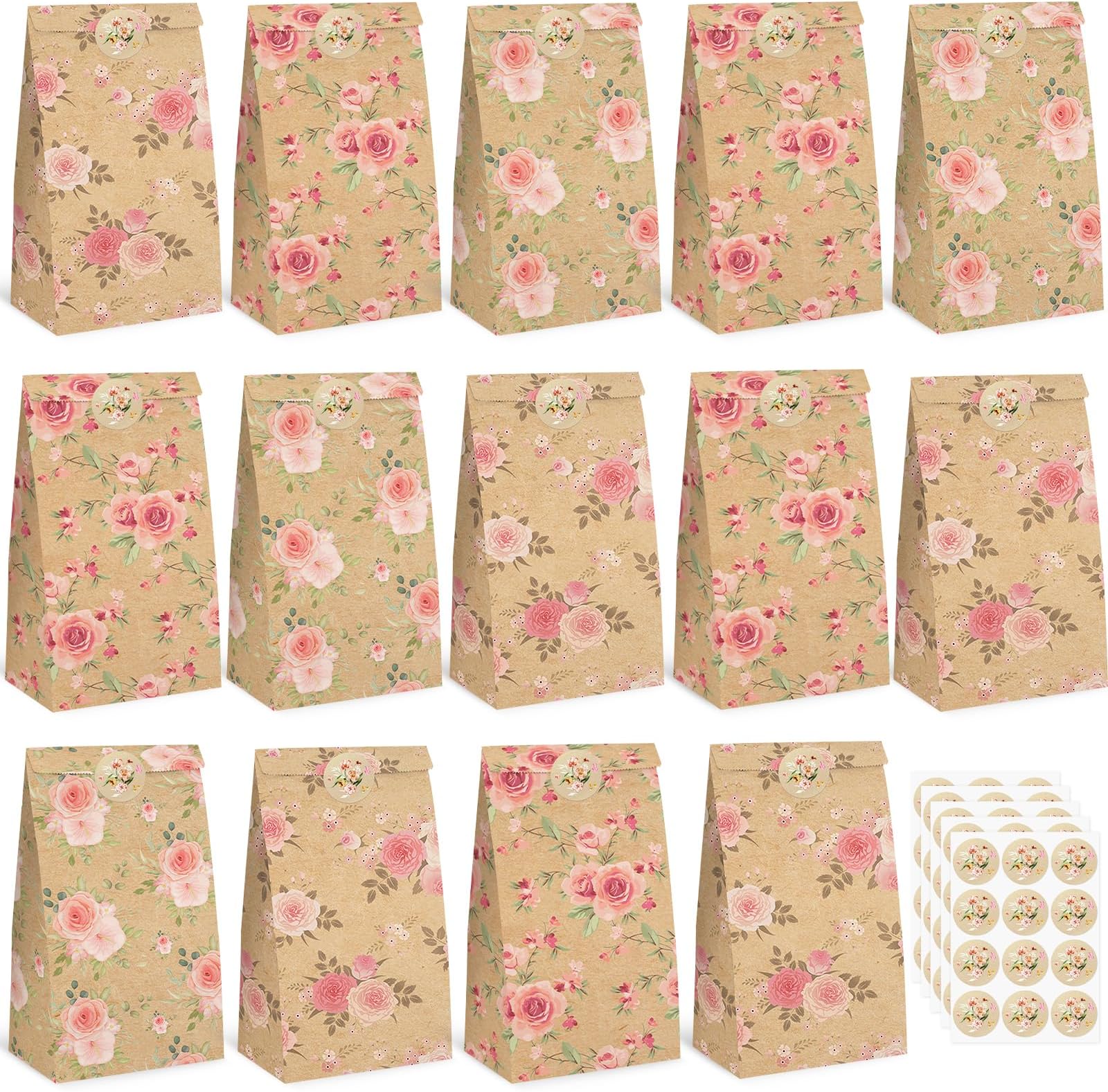 Amazon.com: AerWo 48PCS Floral Gift Bags, Cute Flower Pattern Goodie ...