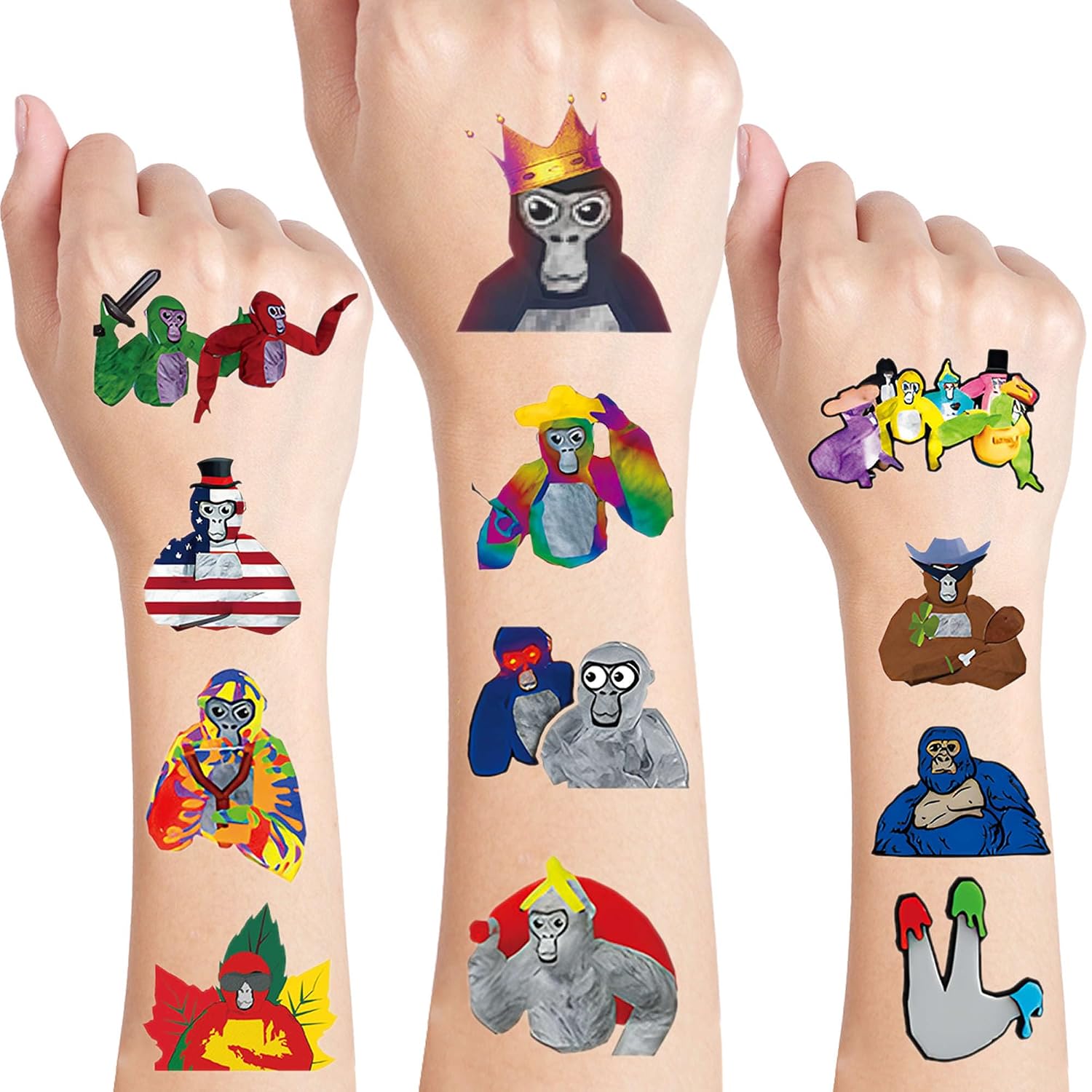 Amazon.com : Jazxybey 120PCS Gorilla Temporary Tattoos Stickers ...