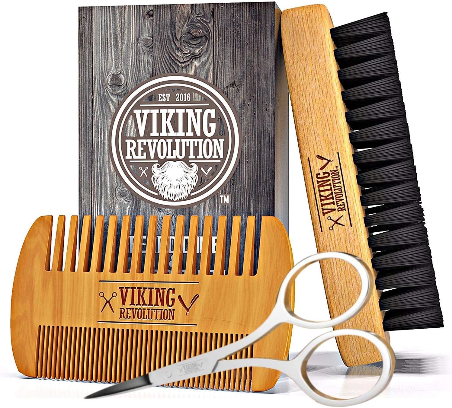 Viking Revolution - Brosse A Barbe Poil De Sanglier Naturel Et Peigne ...