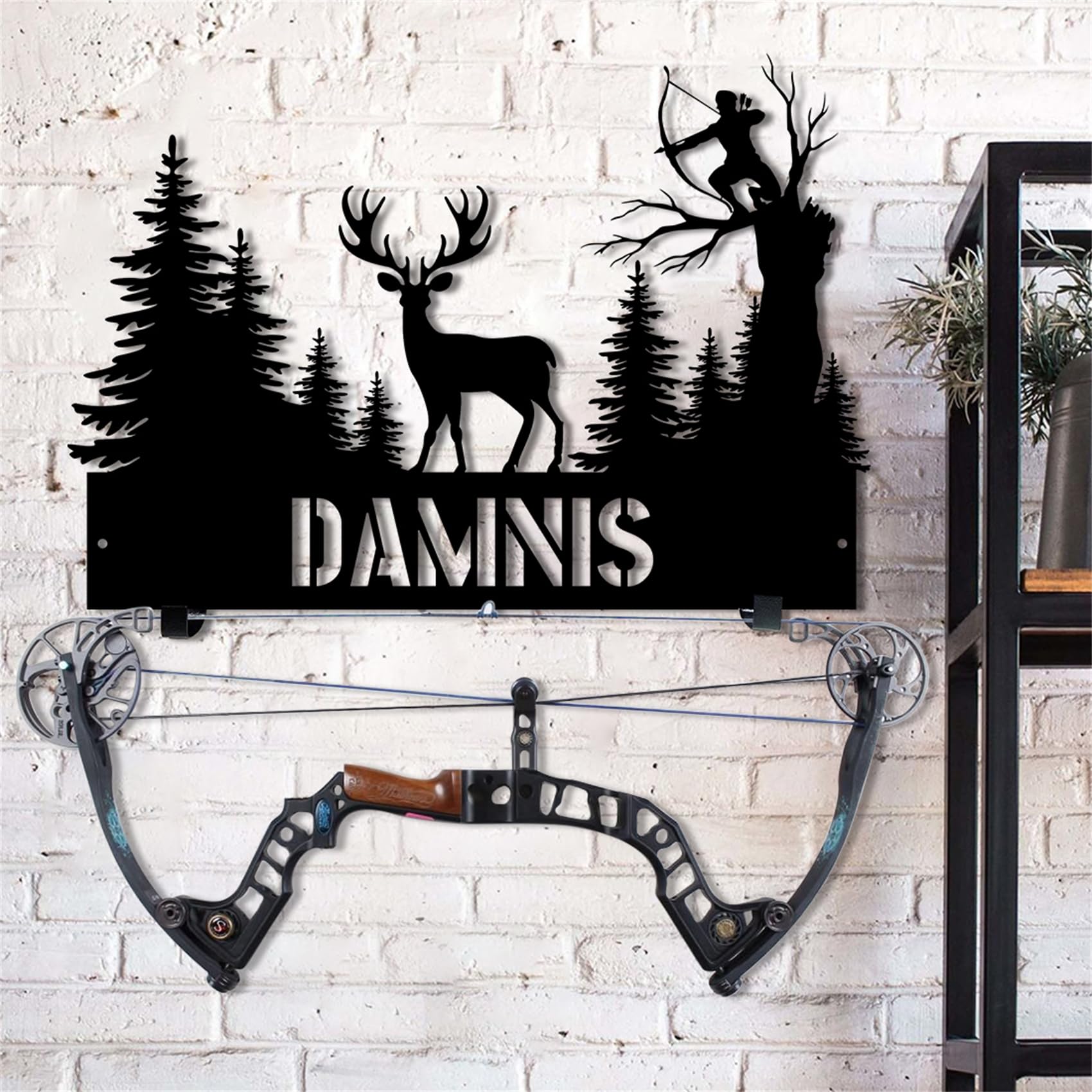 Amazon.com : Personalized Metal Deer Skull Bow Rack Custom Name Deer ...
