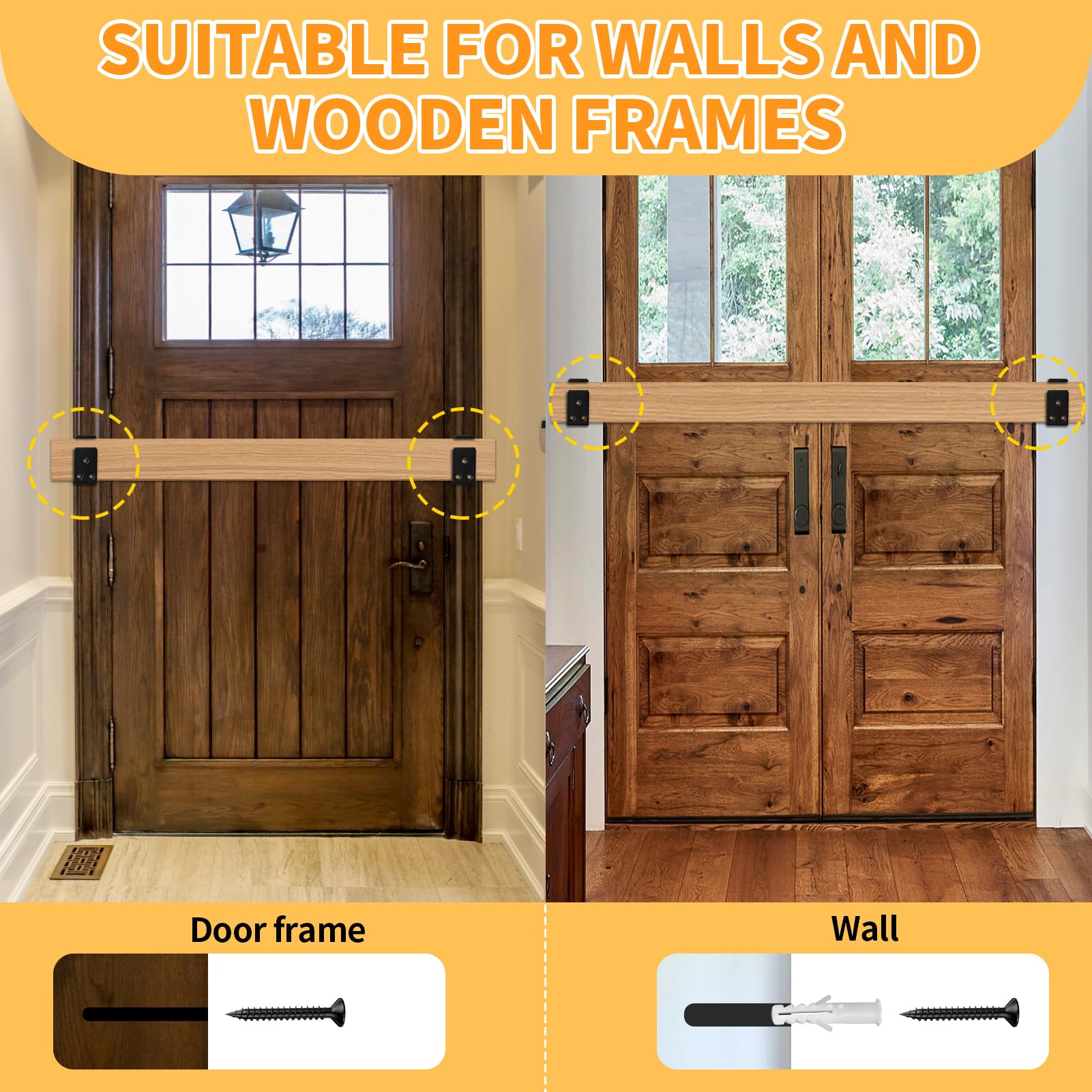Snapklik.com : Door Barricade Brackets,2Pack Heavy Duty Door Security ...