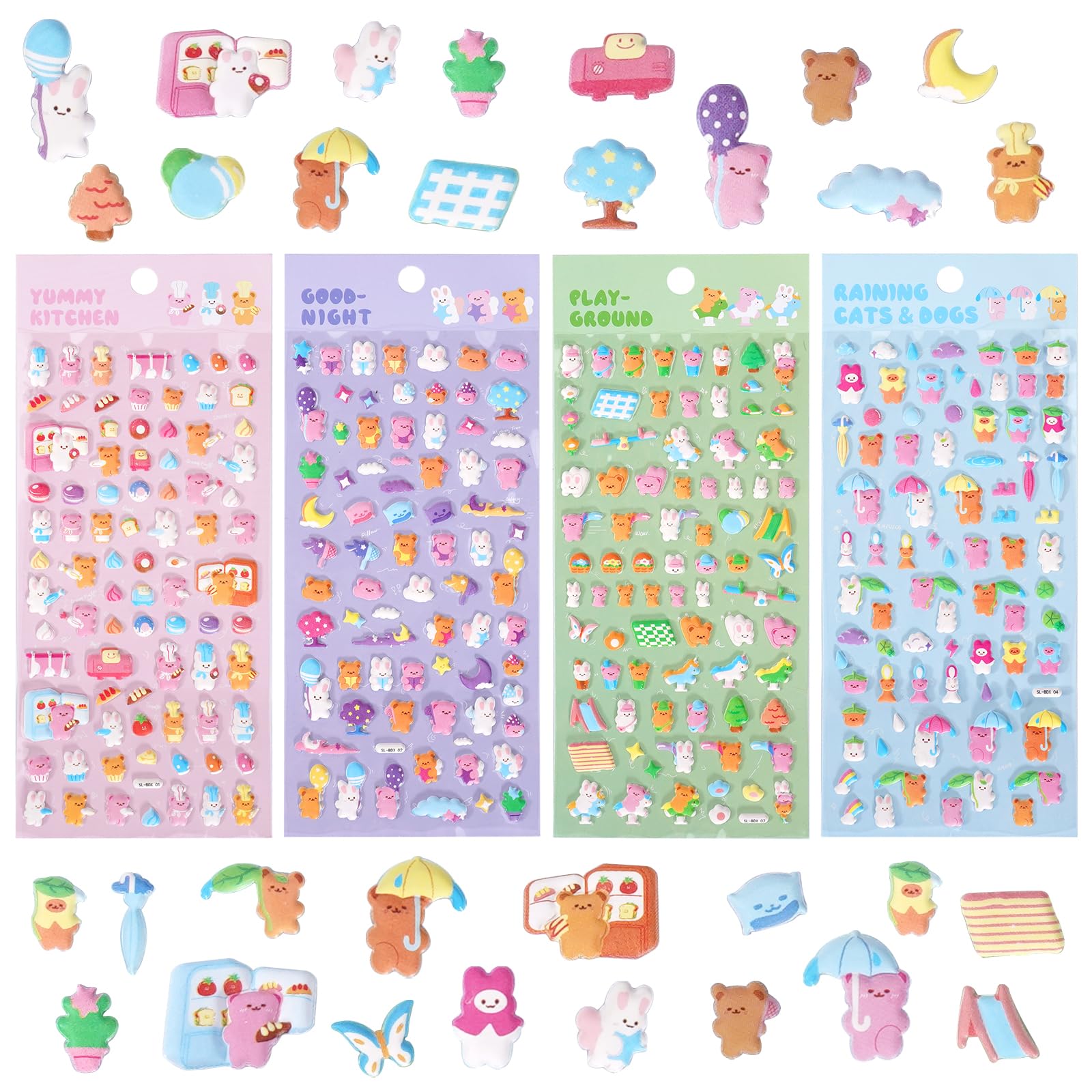 Amazon.com: Jactales Cute Mini Puffy Stickers – Tiny Small 3D Kawaii ...