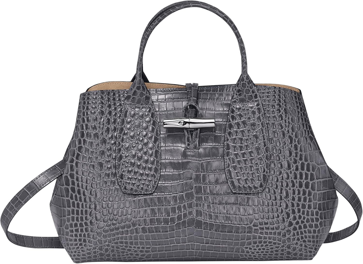 Amazon.com: Longchamp 'Roseau' Leather Top handle Shoulder Tote Handbag ...
