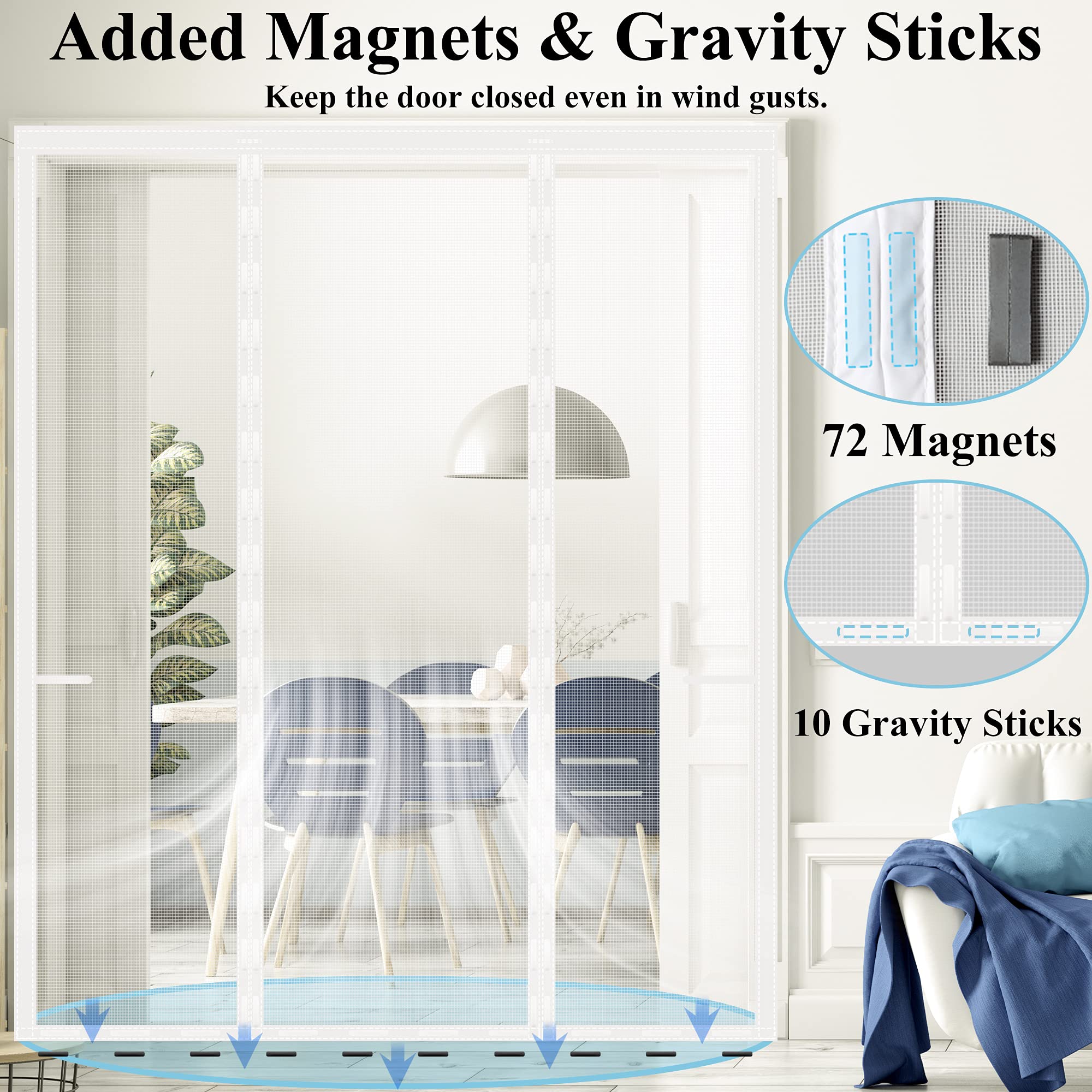 Snapklik.com : Upgraded Reinforced Magnetic Screen Door Fits Door 72x80 ...