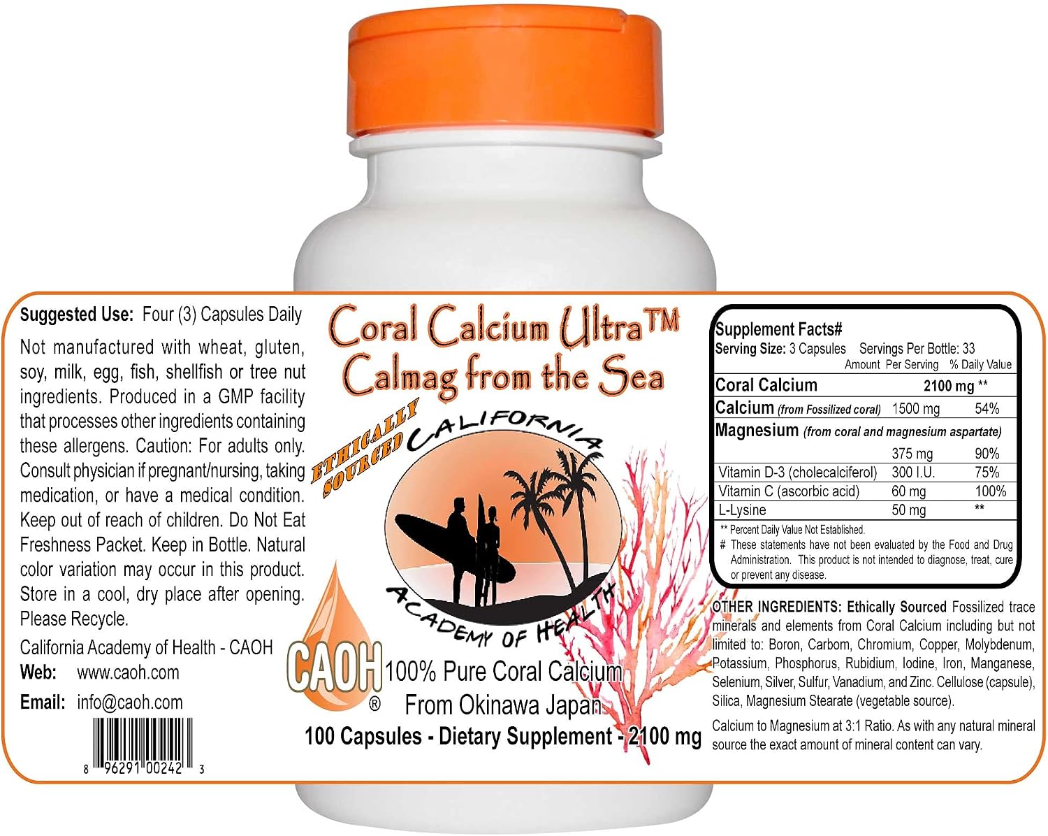 Amazon.com: Coral Calcium Capules from CAOH® (1 Bottle: 2100 mg per ...