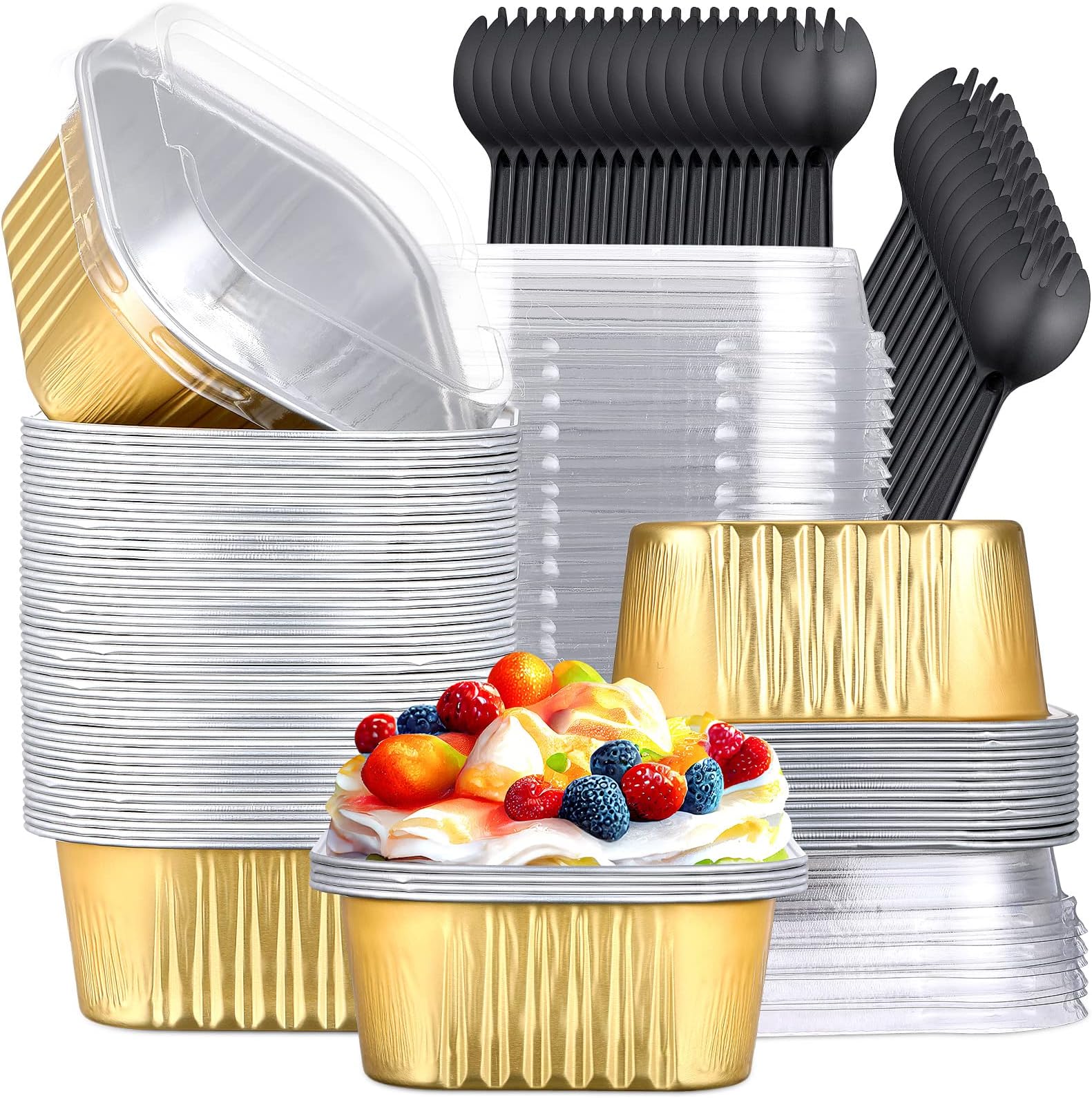 Amazon.com: Skylety 180 Pcs 5 oz Mini Square Baking Pans with Lids ...