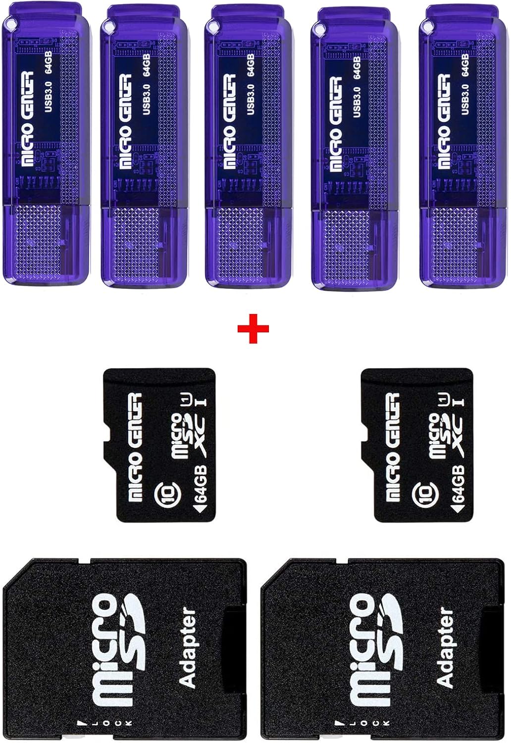Amazon.com: INLAND Micro Center SuperSpeed 5 Pack 64GB USB 3.0 Flash ...