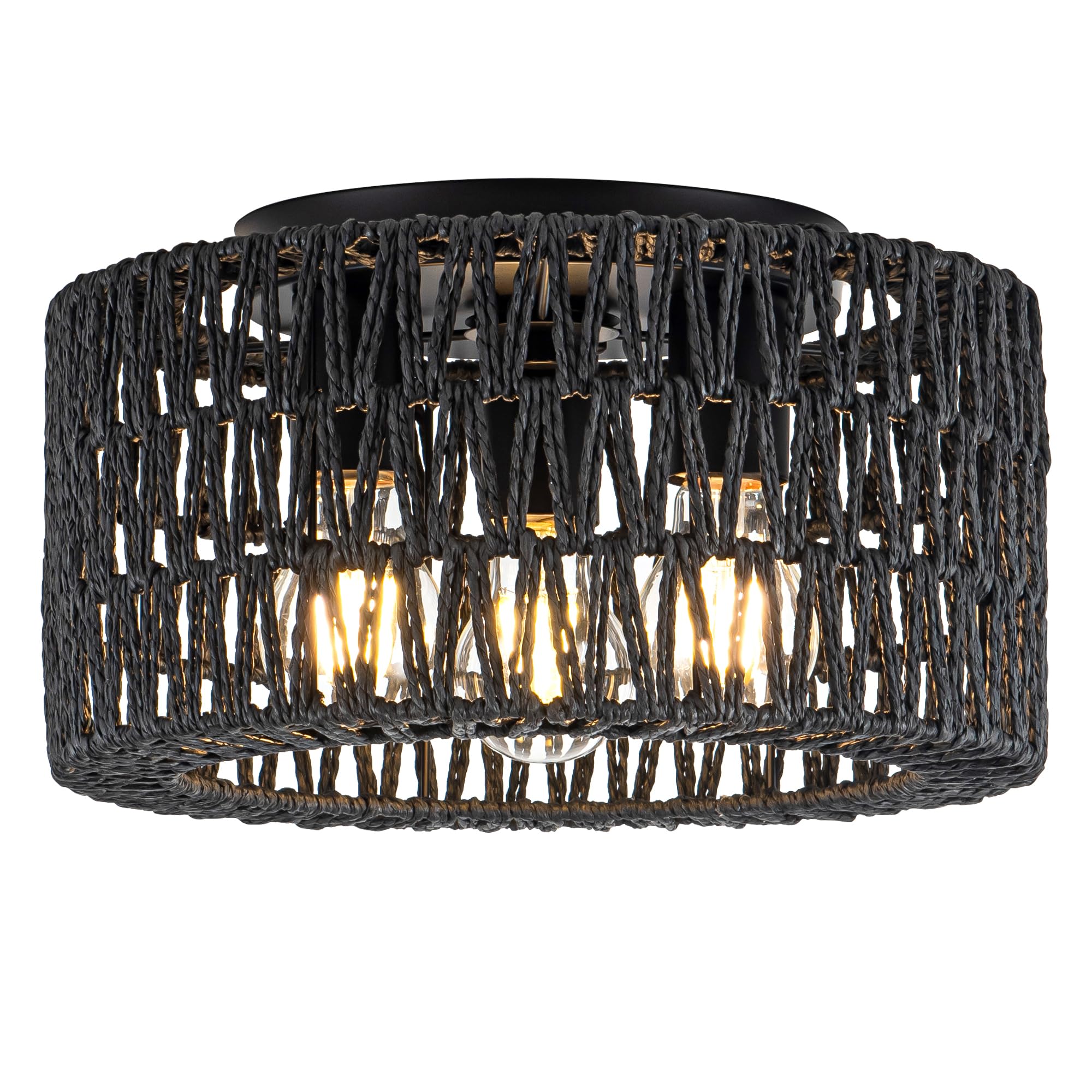 Rattan Ceiling Light Fixture, 3-Light Bohemian Modern Woven Ceiling ...