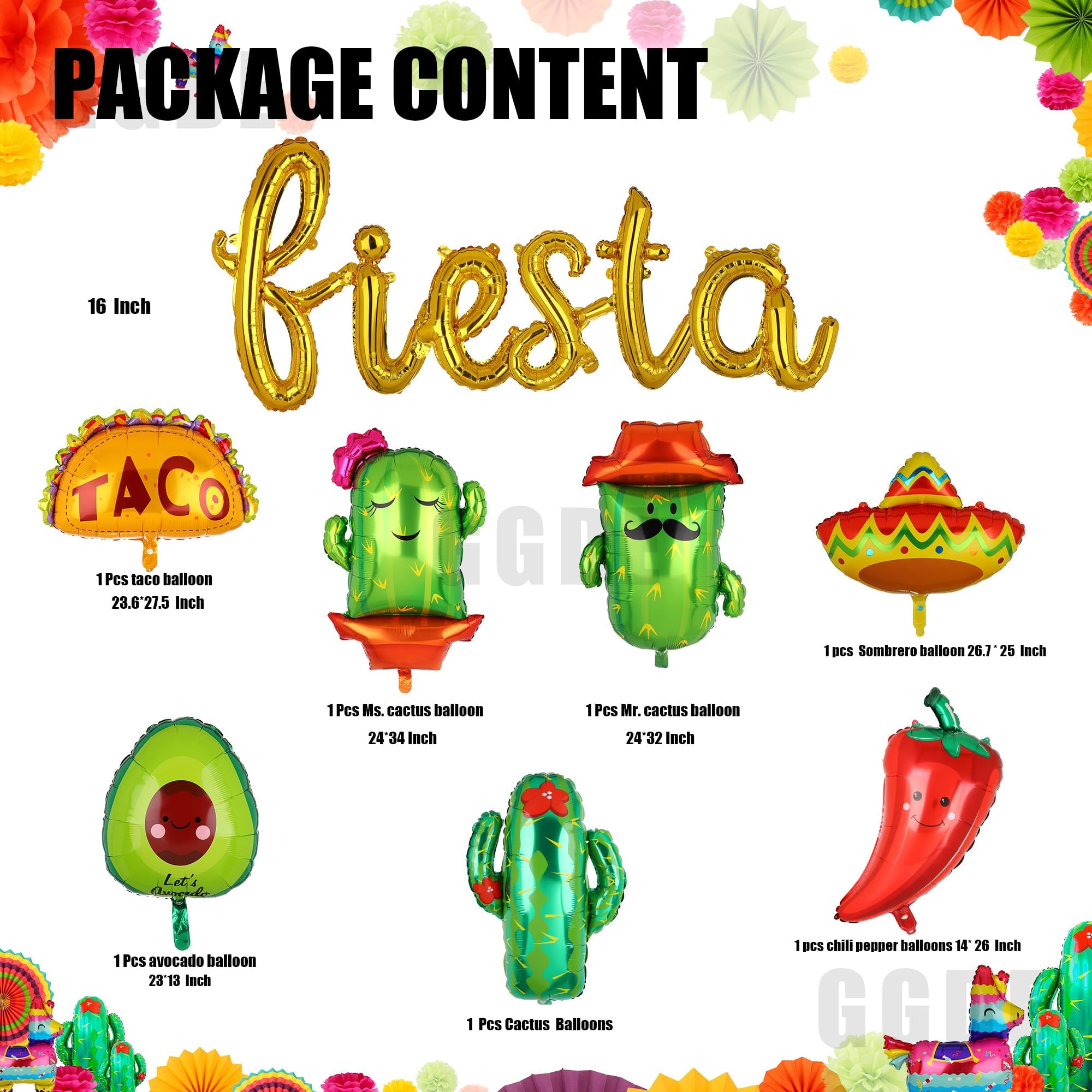 Snapklik.com : Mexican Party Decor Fiesta Balloons Taco Llama Cactus ...
