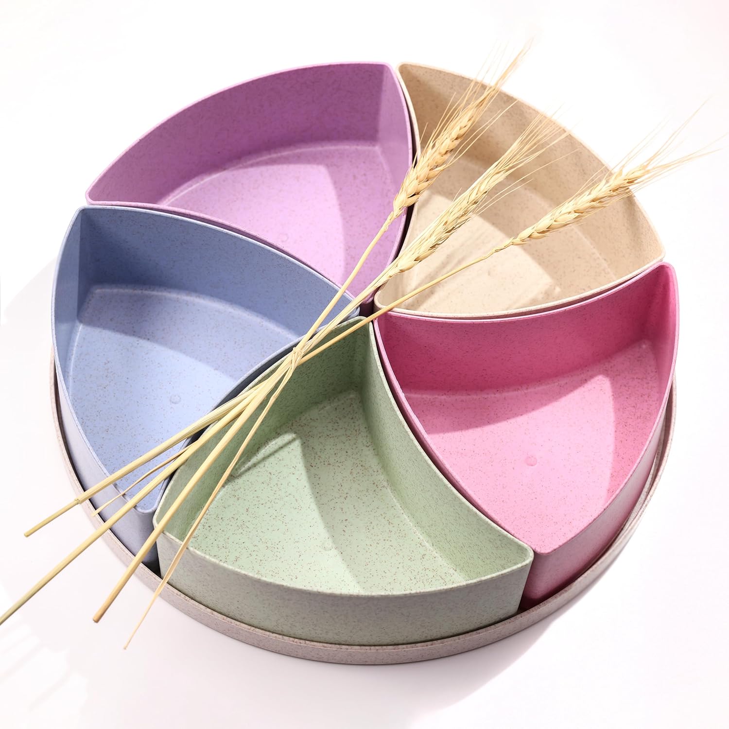 Amazon.com: Wheat Straw Serving Tray with Lid – Divided Serving Tray ...