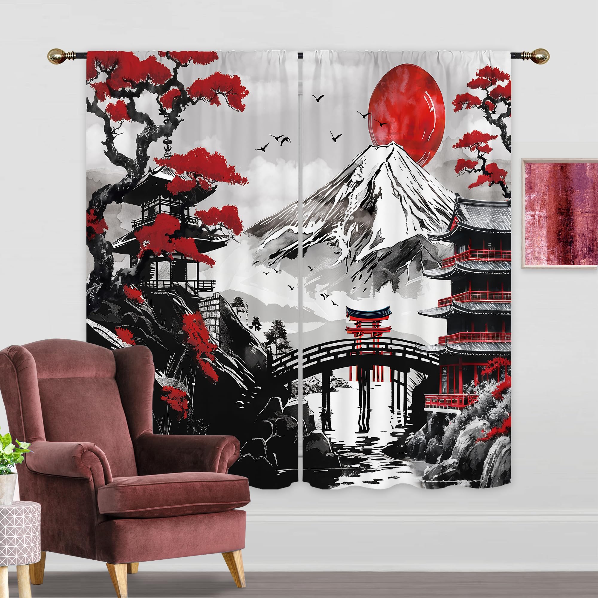 Amazon.com: Mitpok Japanese Anime Curtains for Bedroom 42Wx63H Inch Rod ...