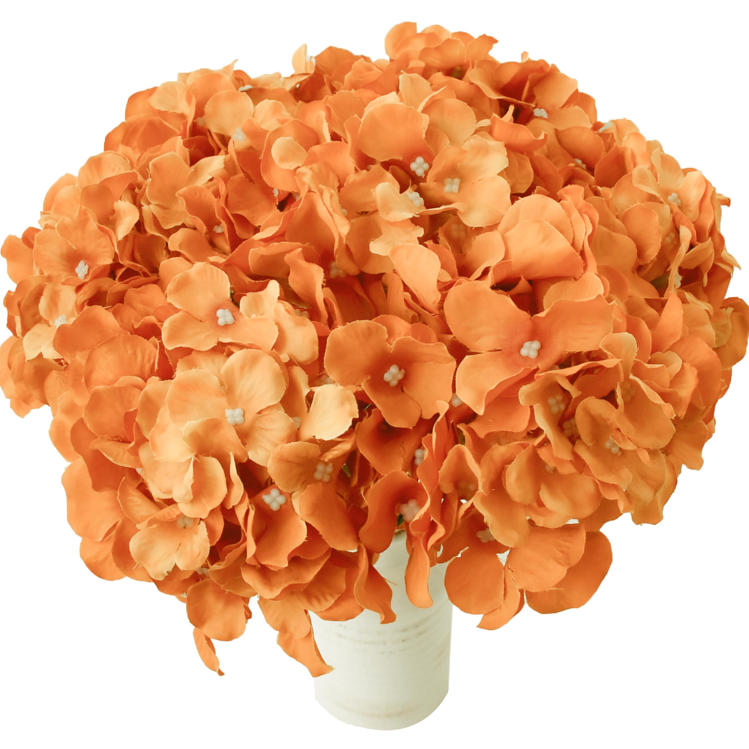 Amazon.com: Mandy's 10pcs Orange Fake Flowers Hydrangea Heads Silk Fall ...