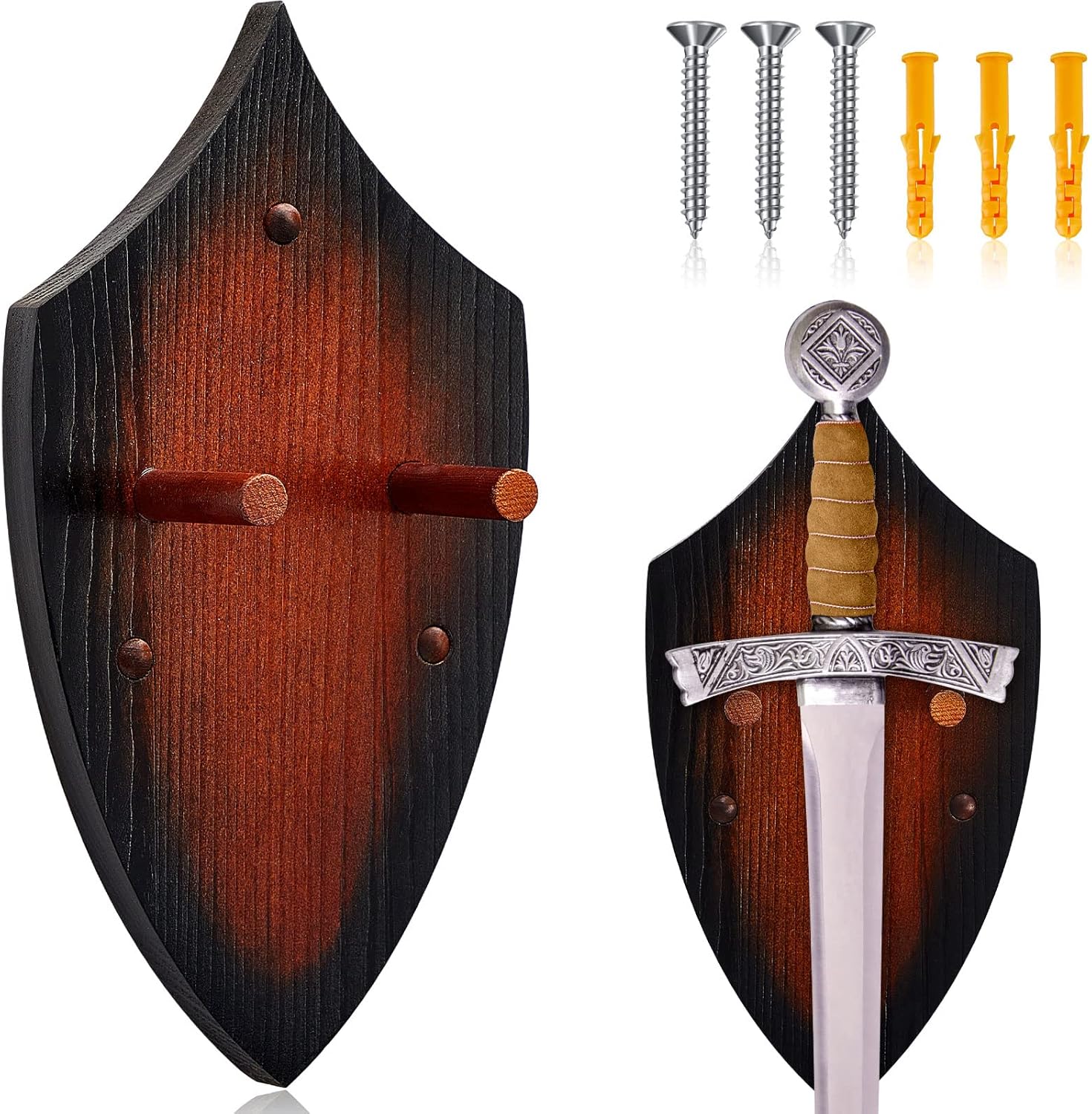 Queekay Wooden Sword Wall Mount Plaque Hanger for Katana Sword Display ...
