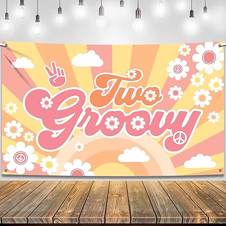 Amazon.com: KatchOn, Two Groovy Birthday Banner - Large, 72x44 Inch ...