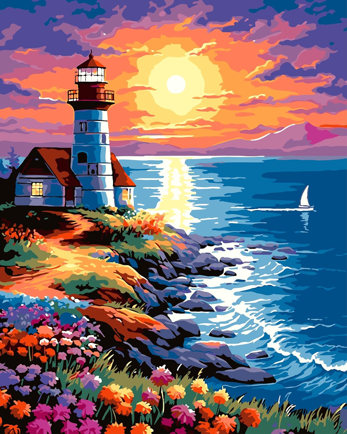 Amazon.com: ANBLUB Lighthouse Paint by Numbers Kit for Adults Beginner ...