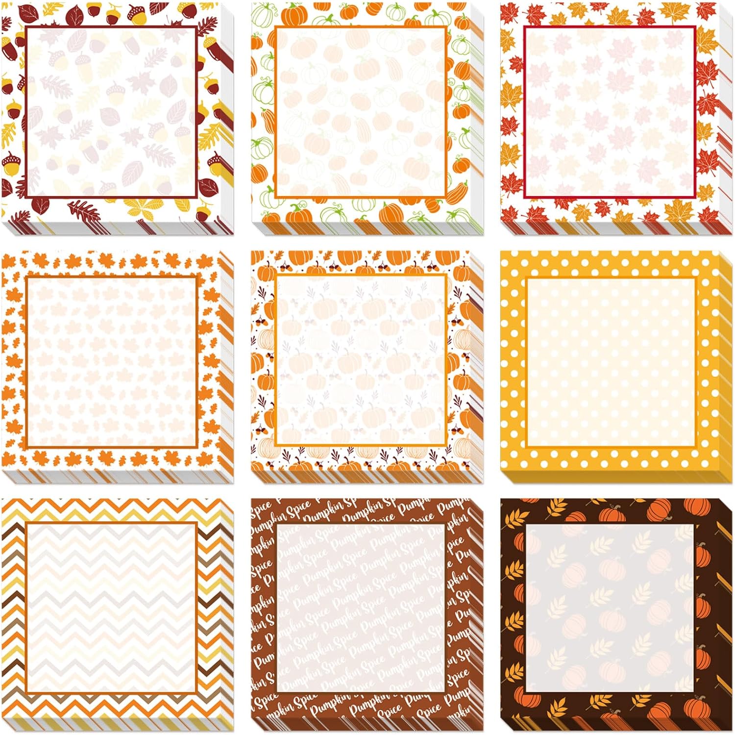 Amazon.com : AnyDesign 450 Sheets 9 Pack Fall Sticky Notes Colorful ...