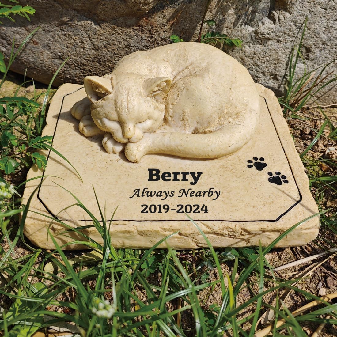 Amazon.com : HJHHARTAPACE Personalized Cat Memorial Stones, Cat Statue ...