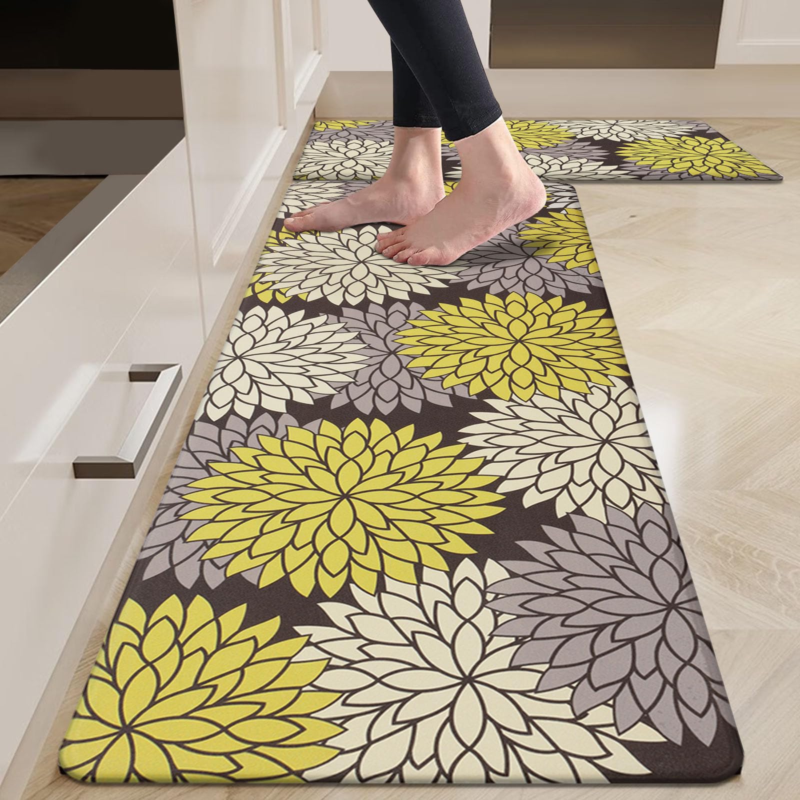 Amazon.com: HEBE Anti Fatigue Kitchen Rug Sets 2 Piece Non Slip Kitchen ...