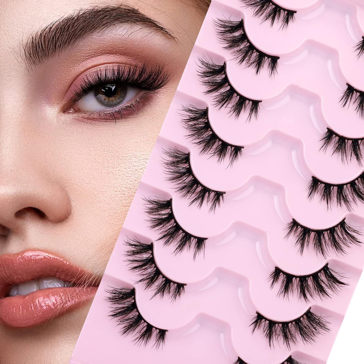 Amazon.com: False Eyelashes Half Lashes Natural Look Wispy Cat ...