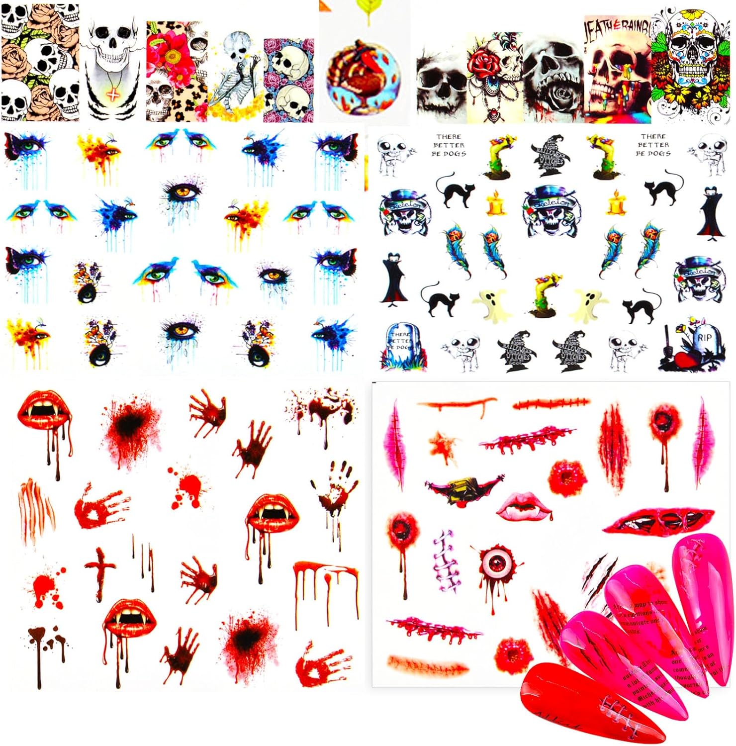 zakora Halloween Water Transfer Nail Stickers Nail Art Stickers Decals ...