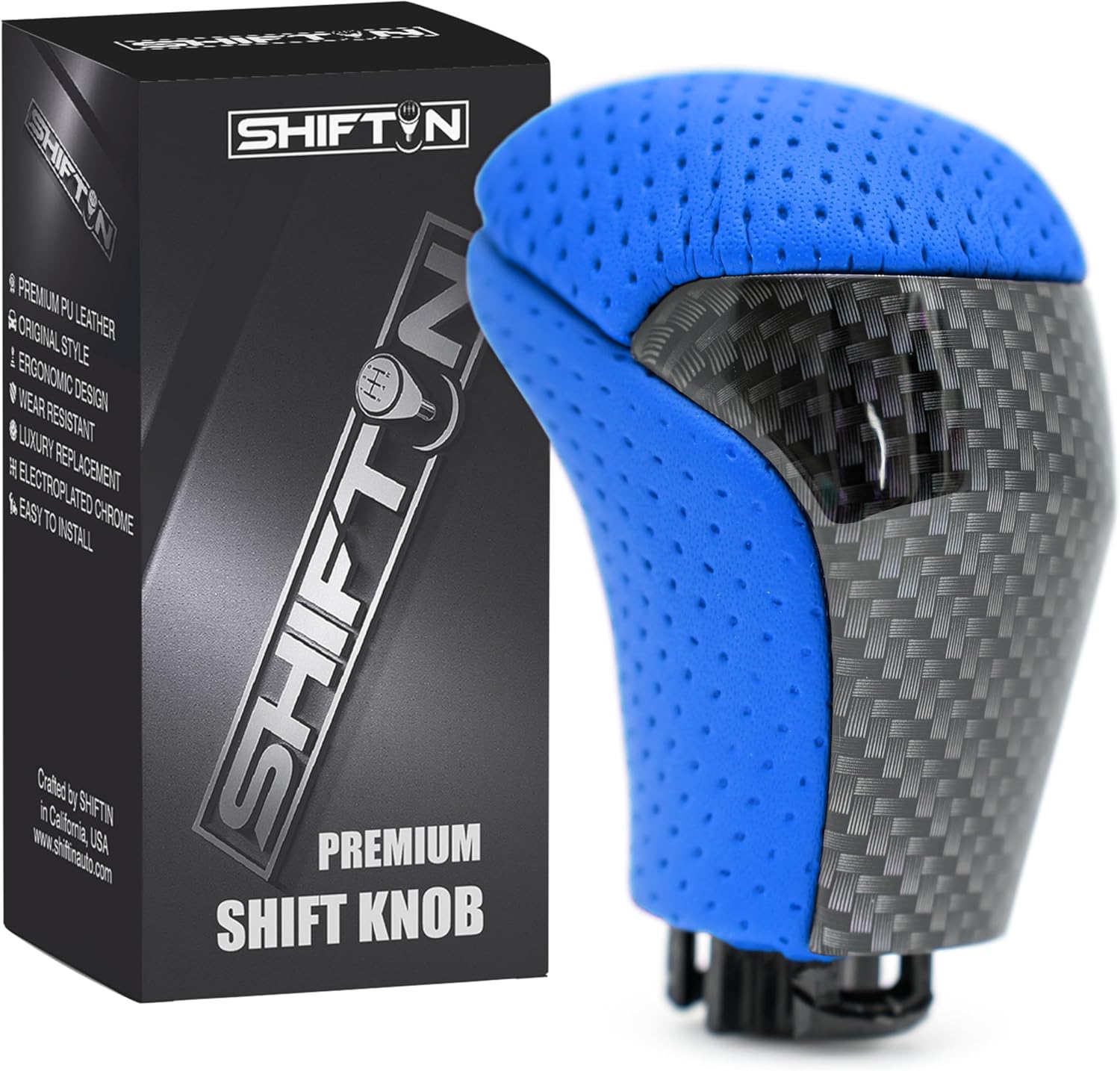 Amazon.com: SHIFTIN Black Leather Piano Gray Wood Gear Shift Knob ...