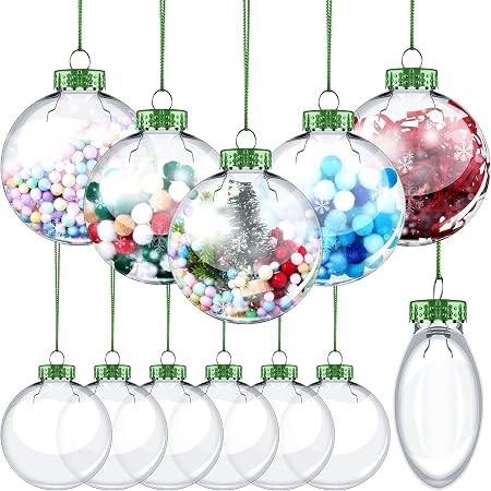 Amazon.com: Clear Plastic Ball Ornaments for Crafts Fillable - 12 Pack ...