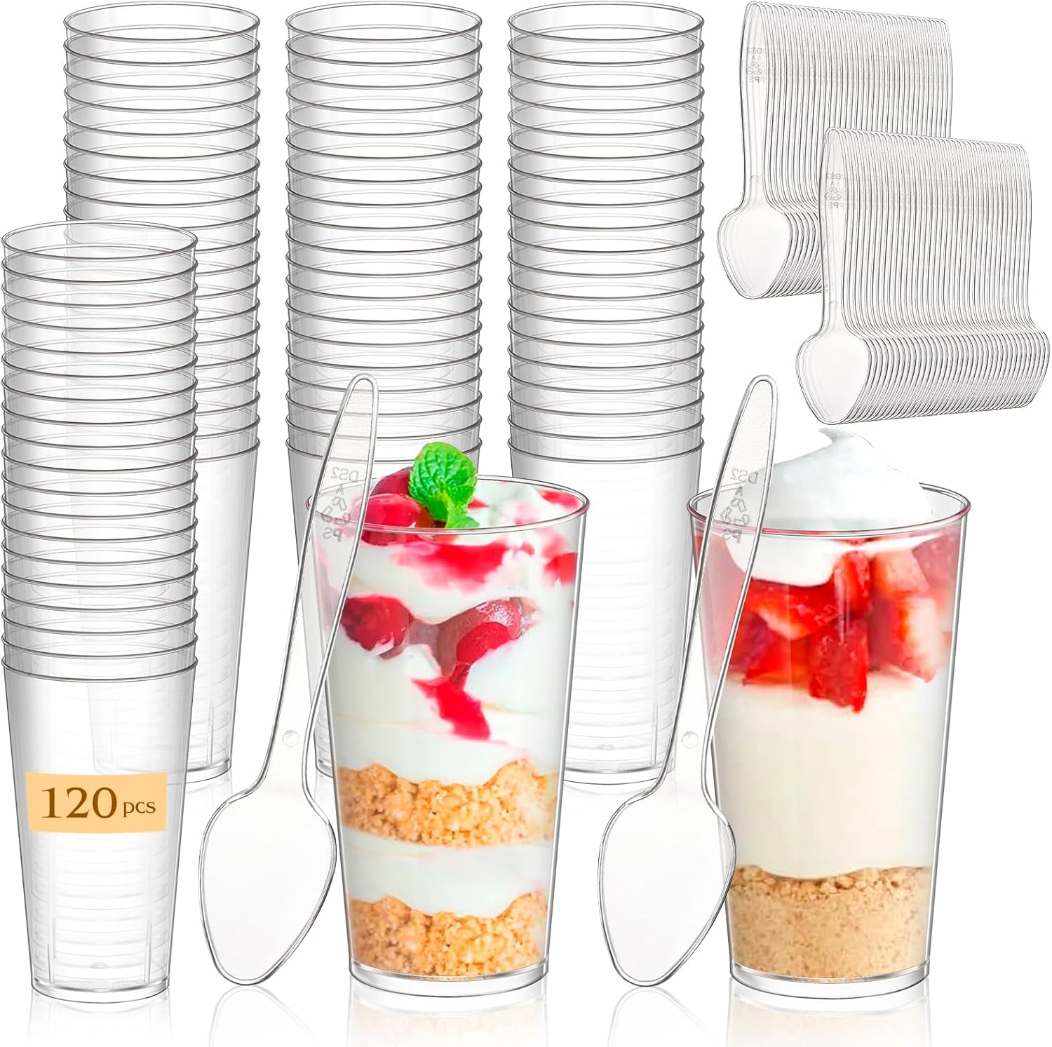 Amazon.com | mwellewm 240 Pcs Dessert Cups with Spoons 120 Pcs 3 OZ ...