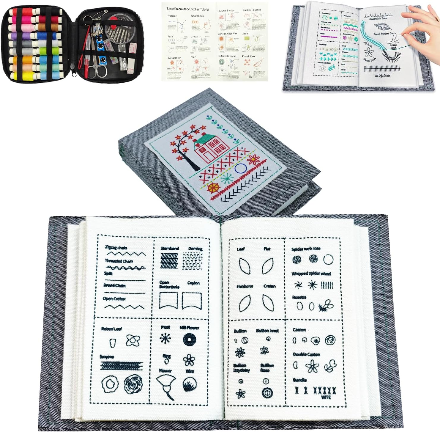 Amazon.com: Embroidery Stitch Book Kit, Stitch Book Embroidery Kits for ...