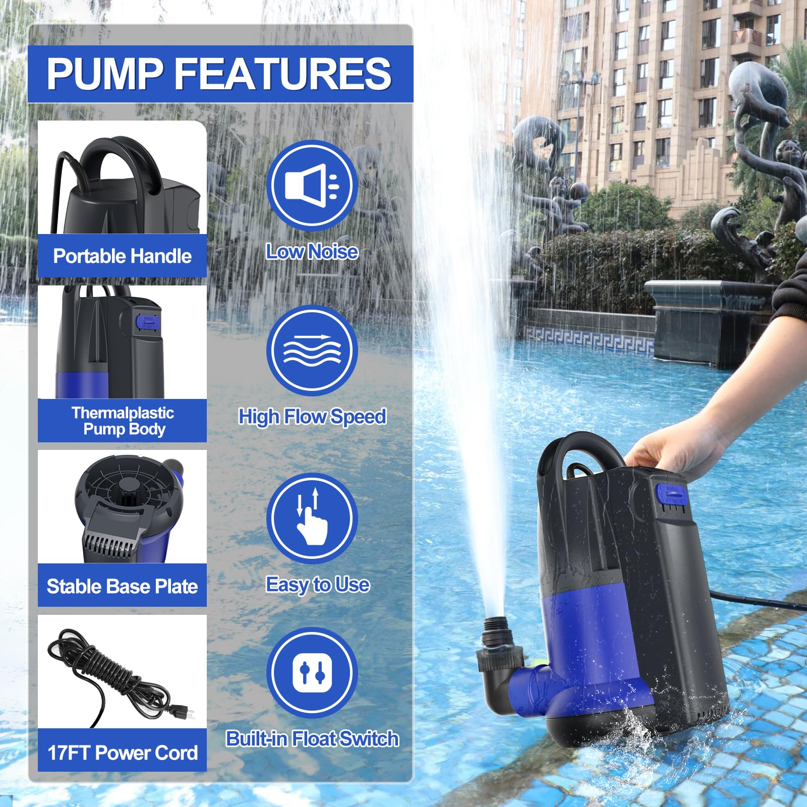 Snapklik.com : SHANGDA 1HP Automatic Sump Pump Submersible Water Pump
