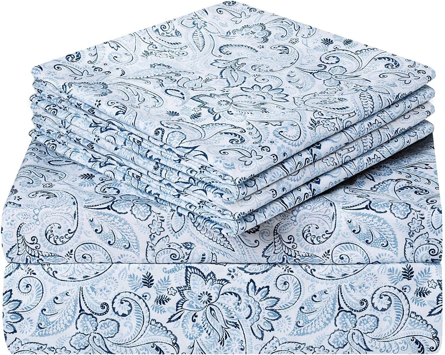 Amazon.com: HOMEIDEAS 6 Piece Printed Queen Size Bed Sheets, Extra Soft ...