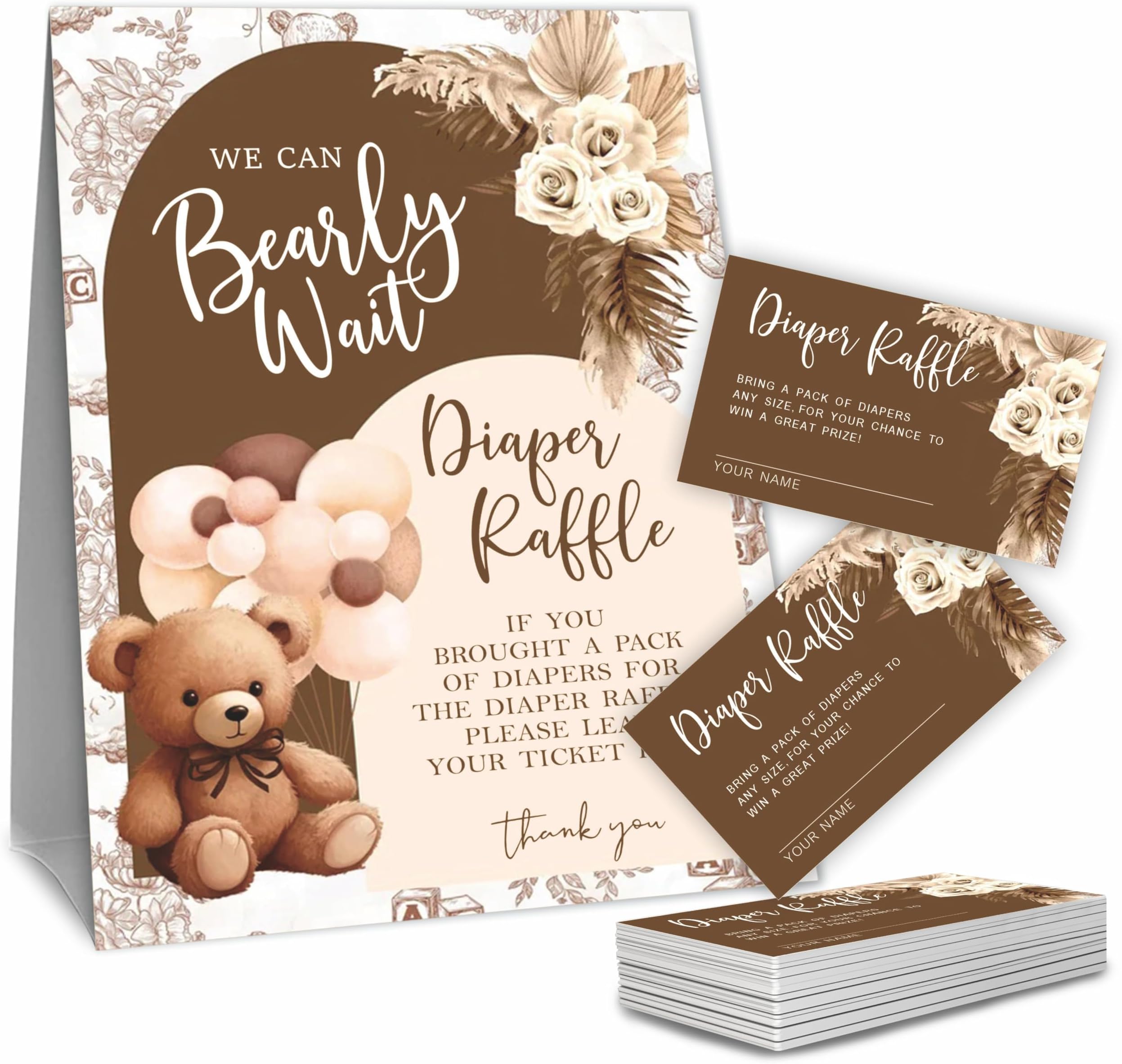 Amazon.com: Boho Diaper Raffle Set For Baby Shower, Chocolate Bear ...