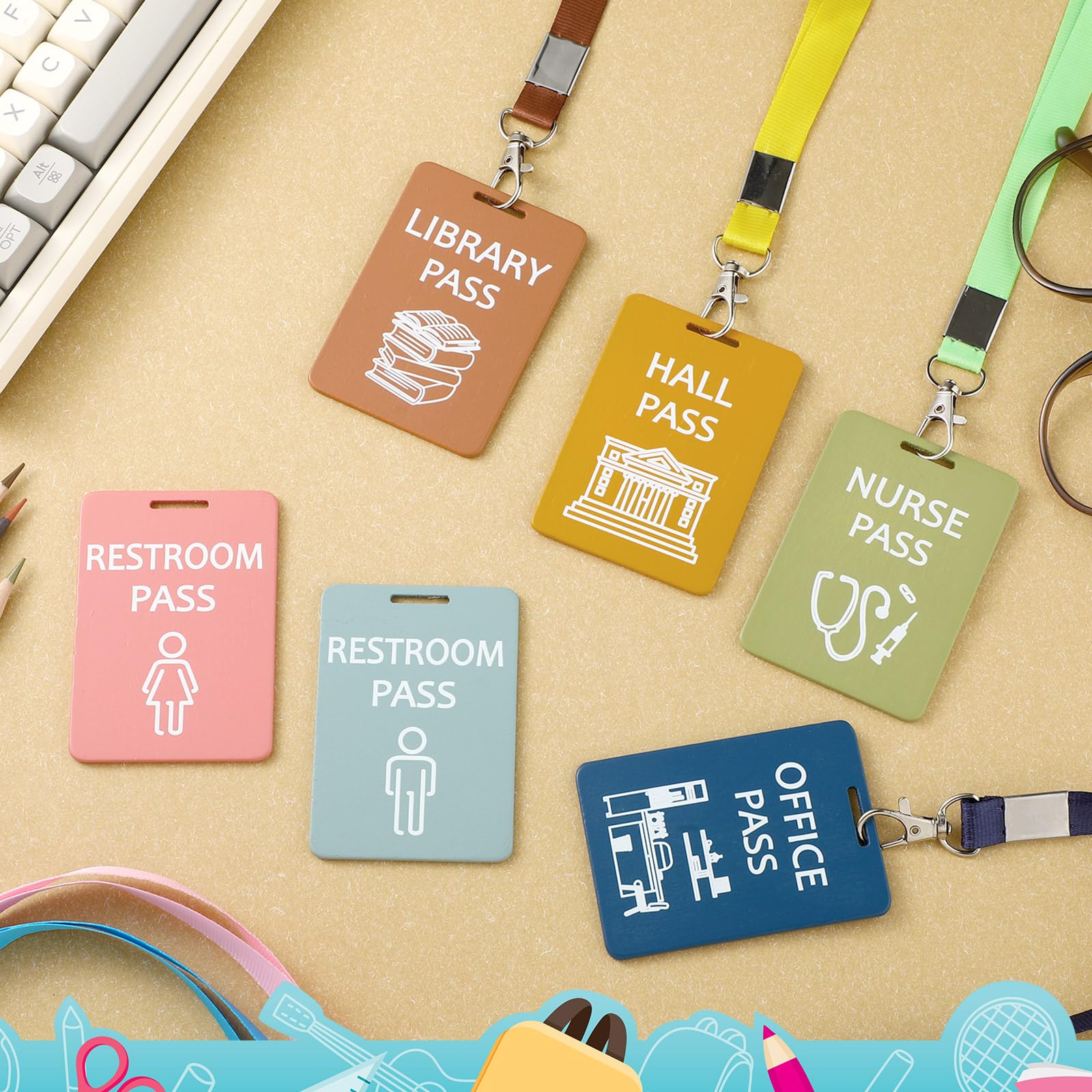 Snapklik.com : Sabary 6 Sets Hall Pass Lanyards And School Passes Set ...